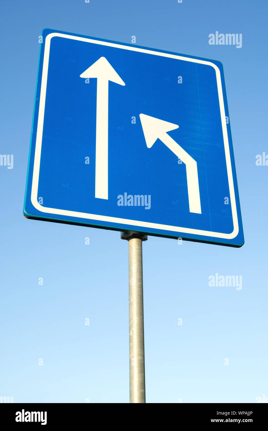 Dutch road sign: end of lane Stock Photo - Alamy