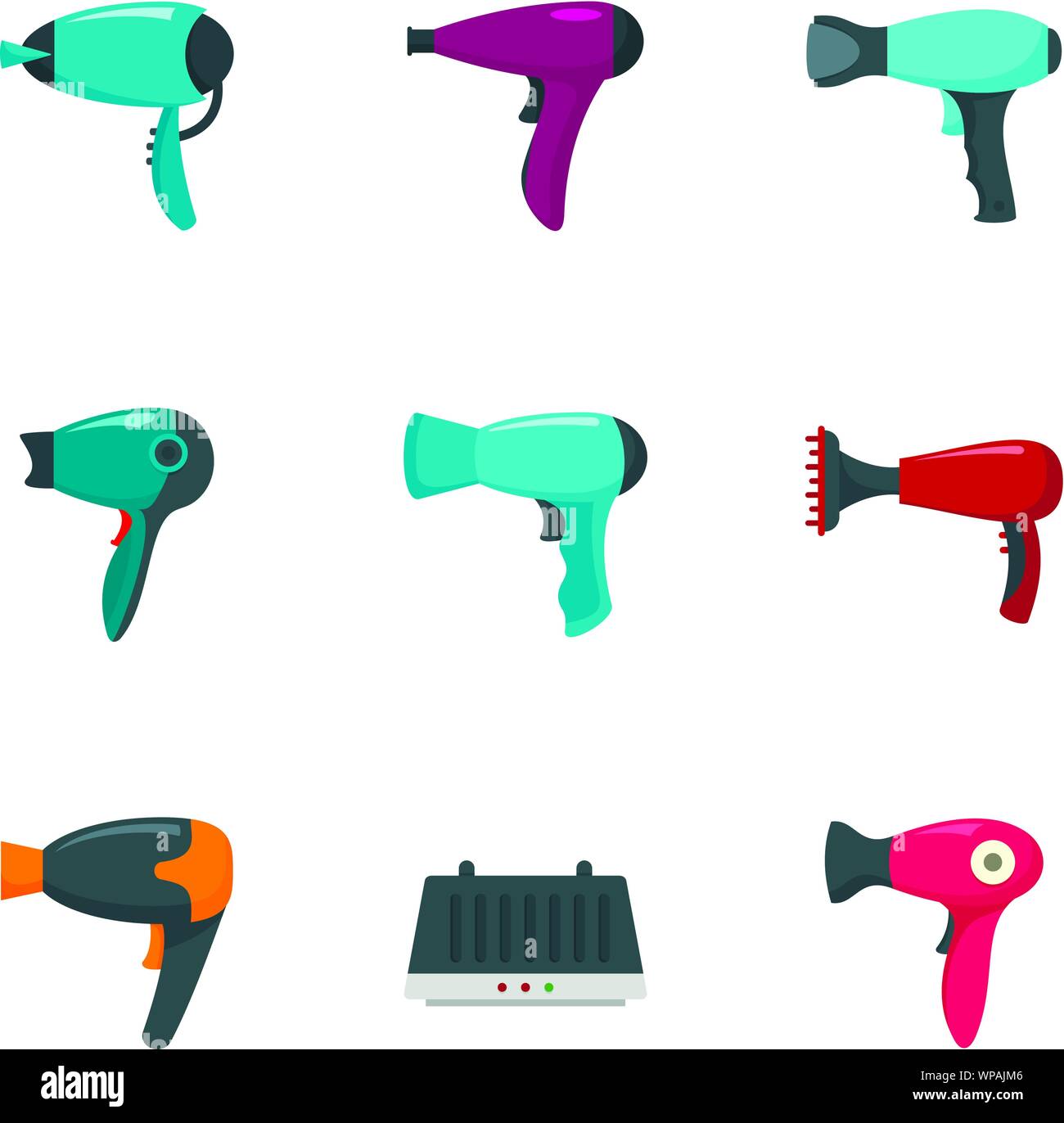 Dryer icon set. Flat set of dryer vector icons for web design Stock ...