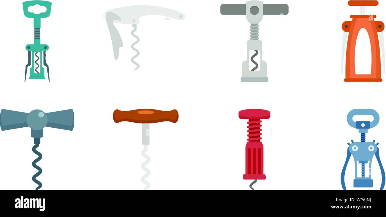 Corkscrew icon set. Flat set of corkscrew vector icons for web design ...