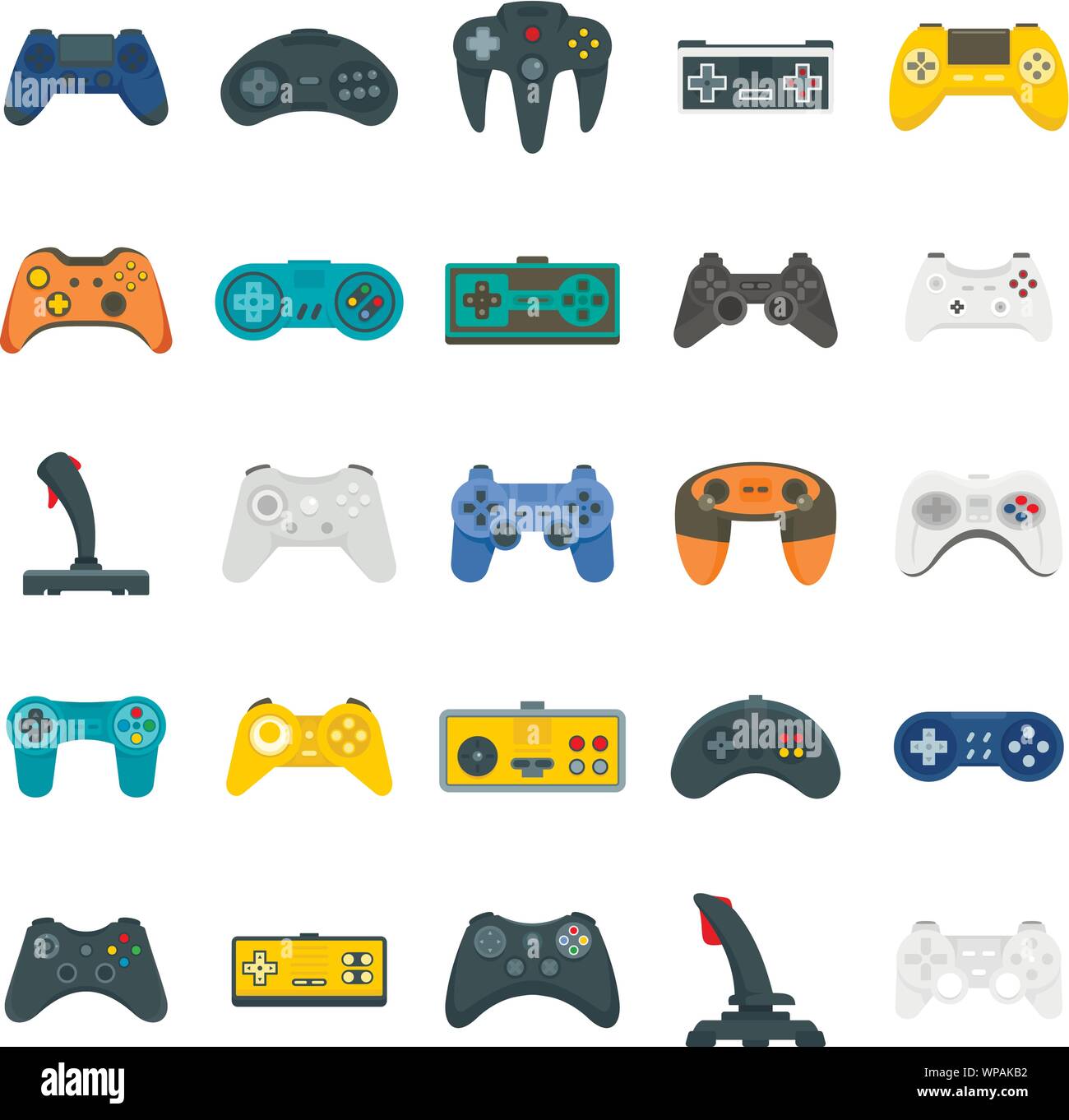 Joystick icons set. Flat set of joystick vector icons for web design ...