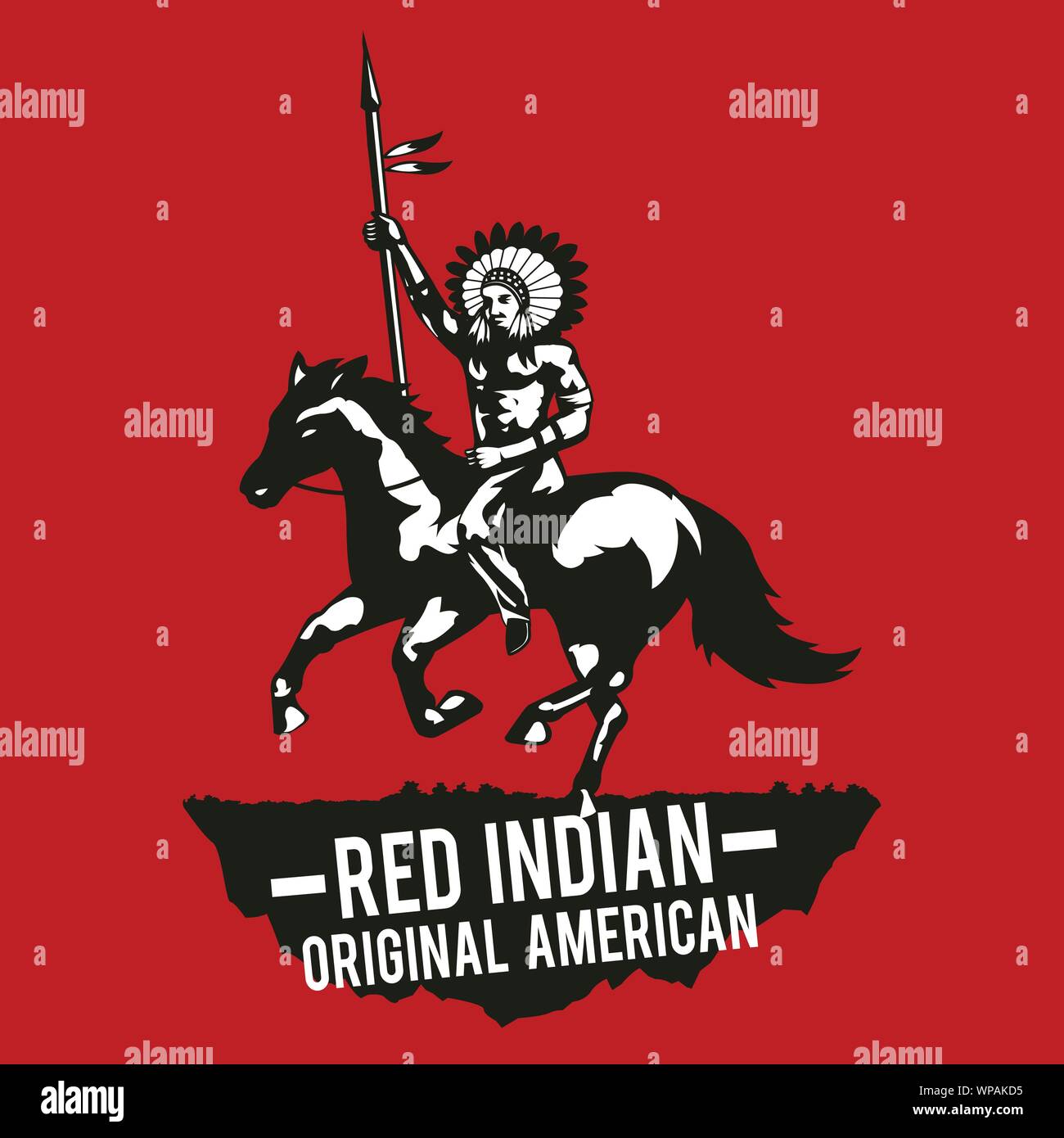 Red Indian native american raise hand meant victory,red background,for ...