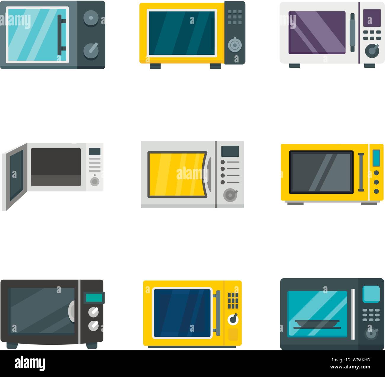 Microwave icon set. Flat set of microwave vector icons for web design ...