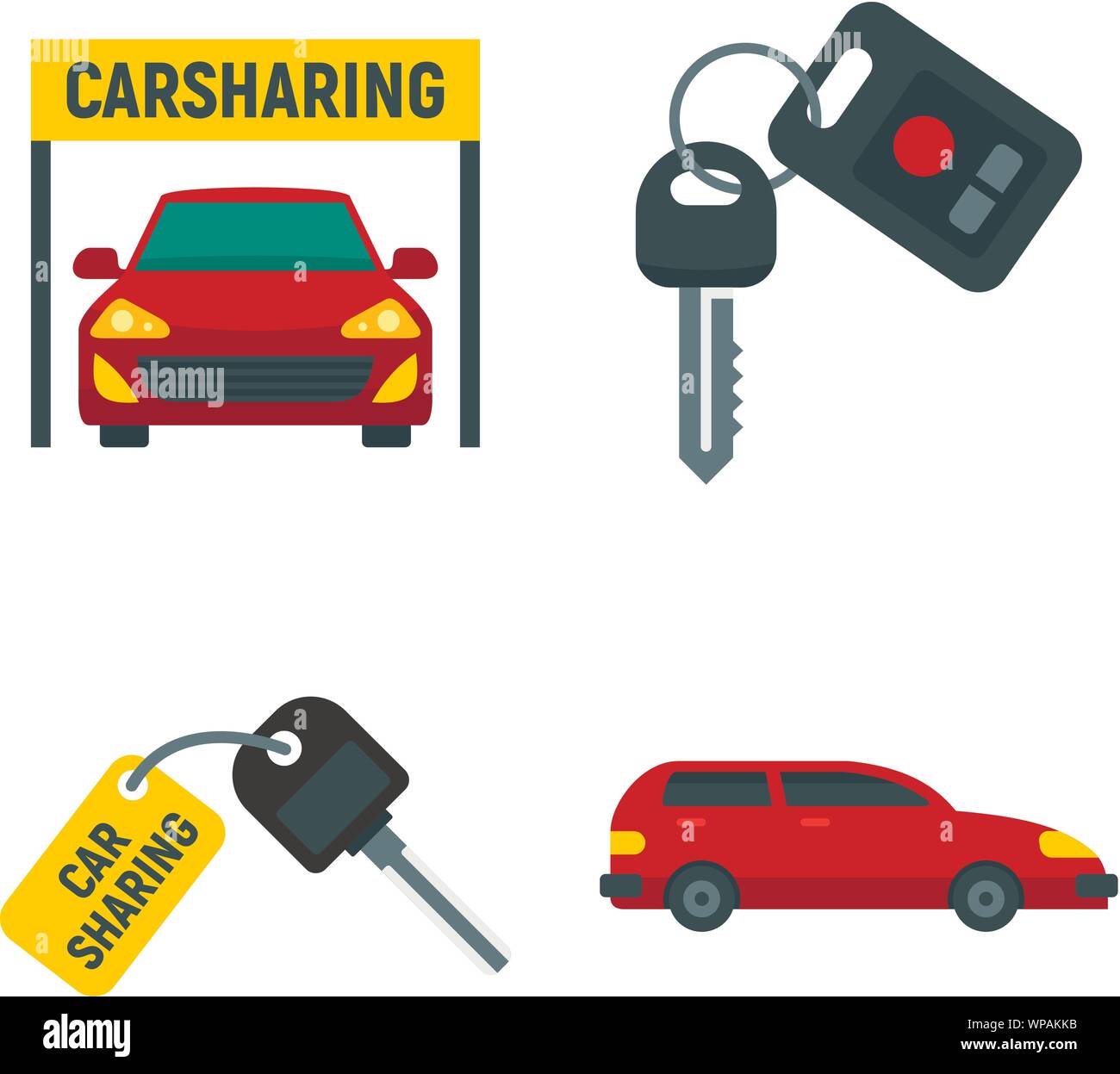 Car sharing icons set. Flat set of car sharing vector icons for web ...