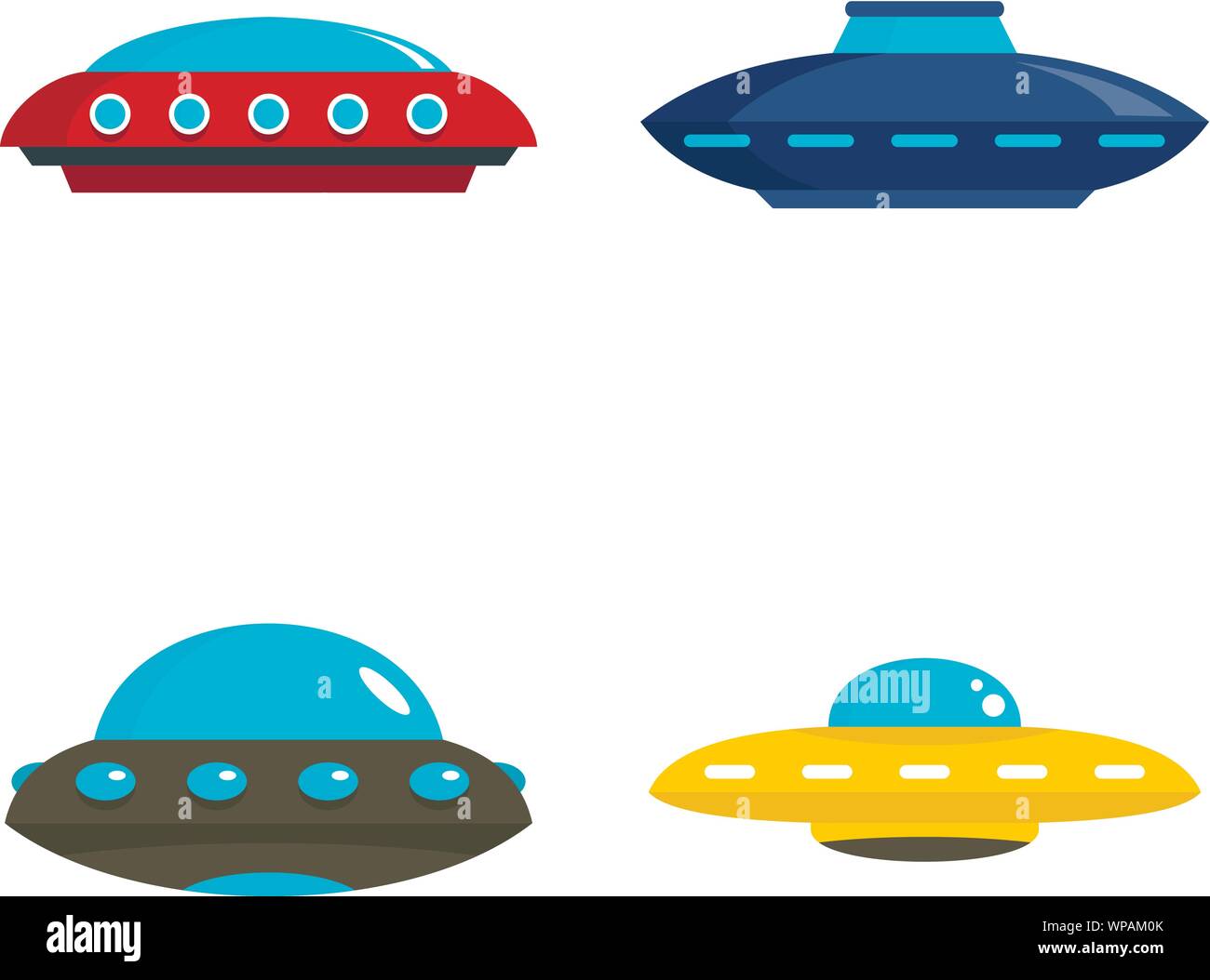 UFO icon set. Flat set of UFO vector icons for web design Stock Vector ...