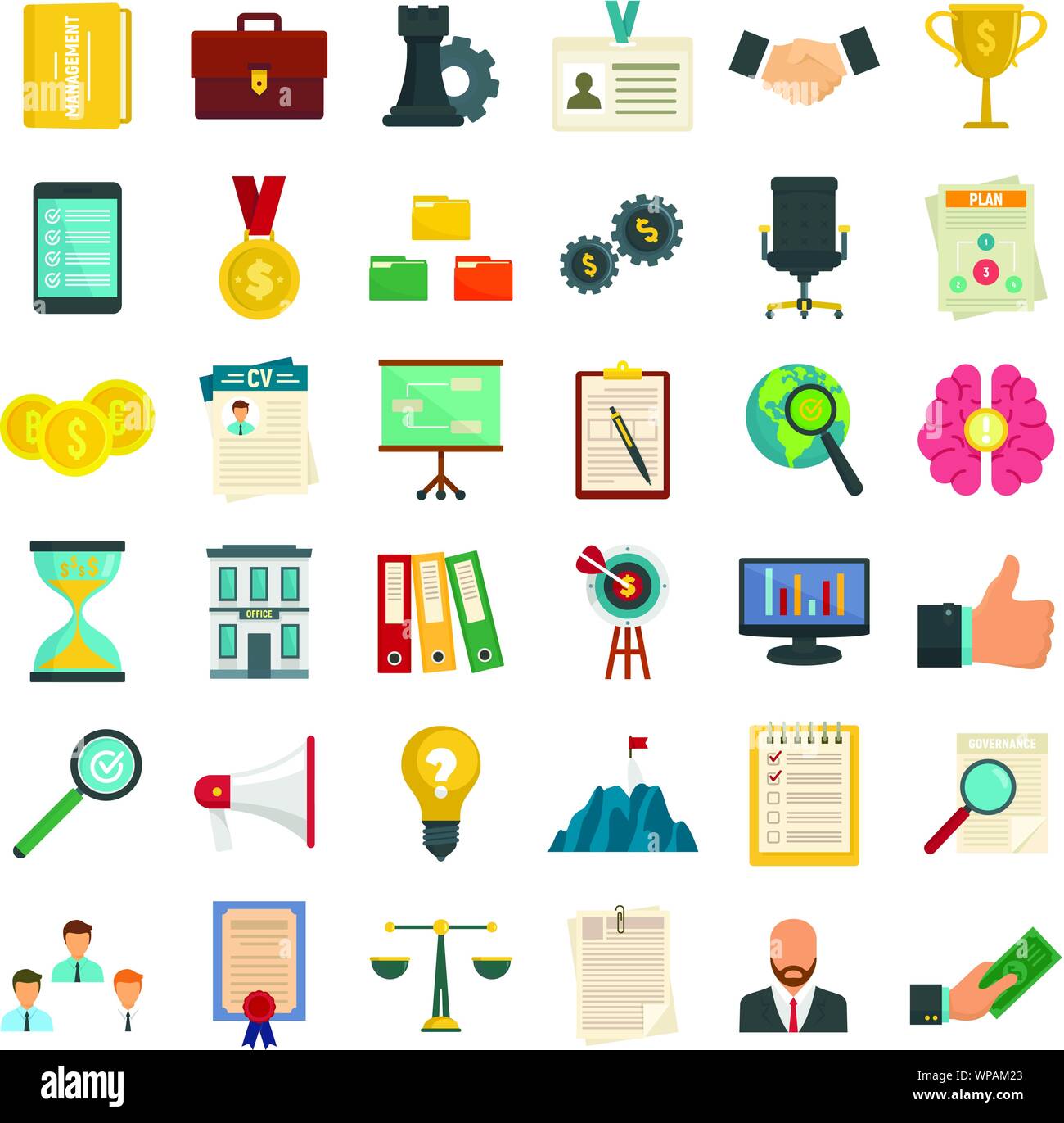 Corporate governance icons set. Flat set of corporate governance vector ...