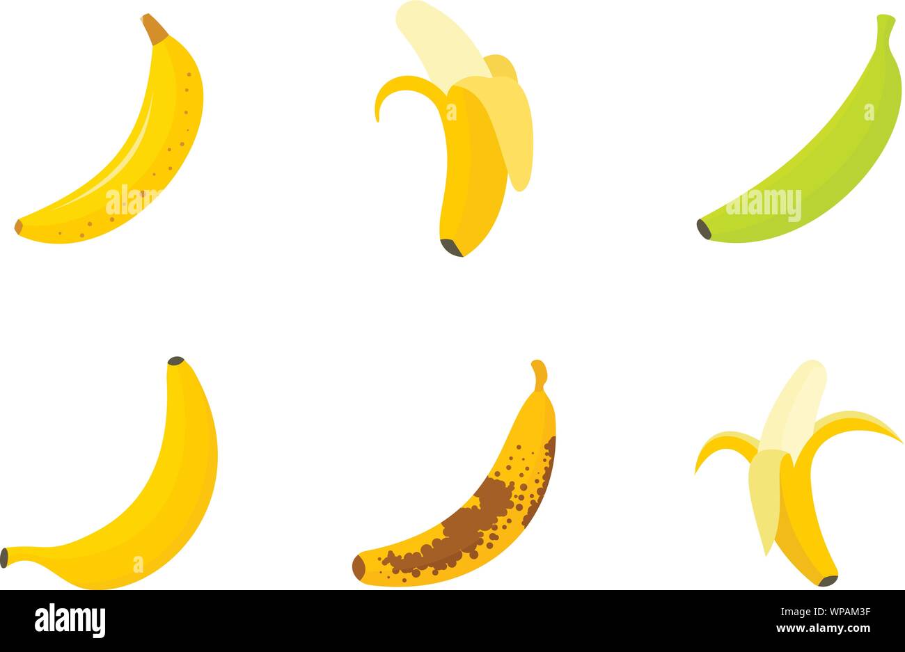 Banana icons set. Flat set of banana vector icons for web design Stock ...