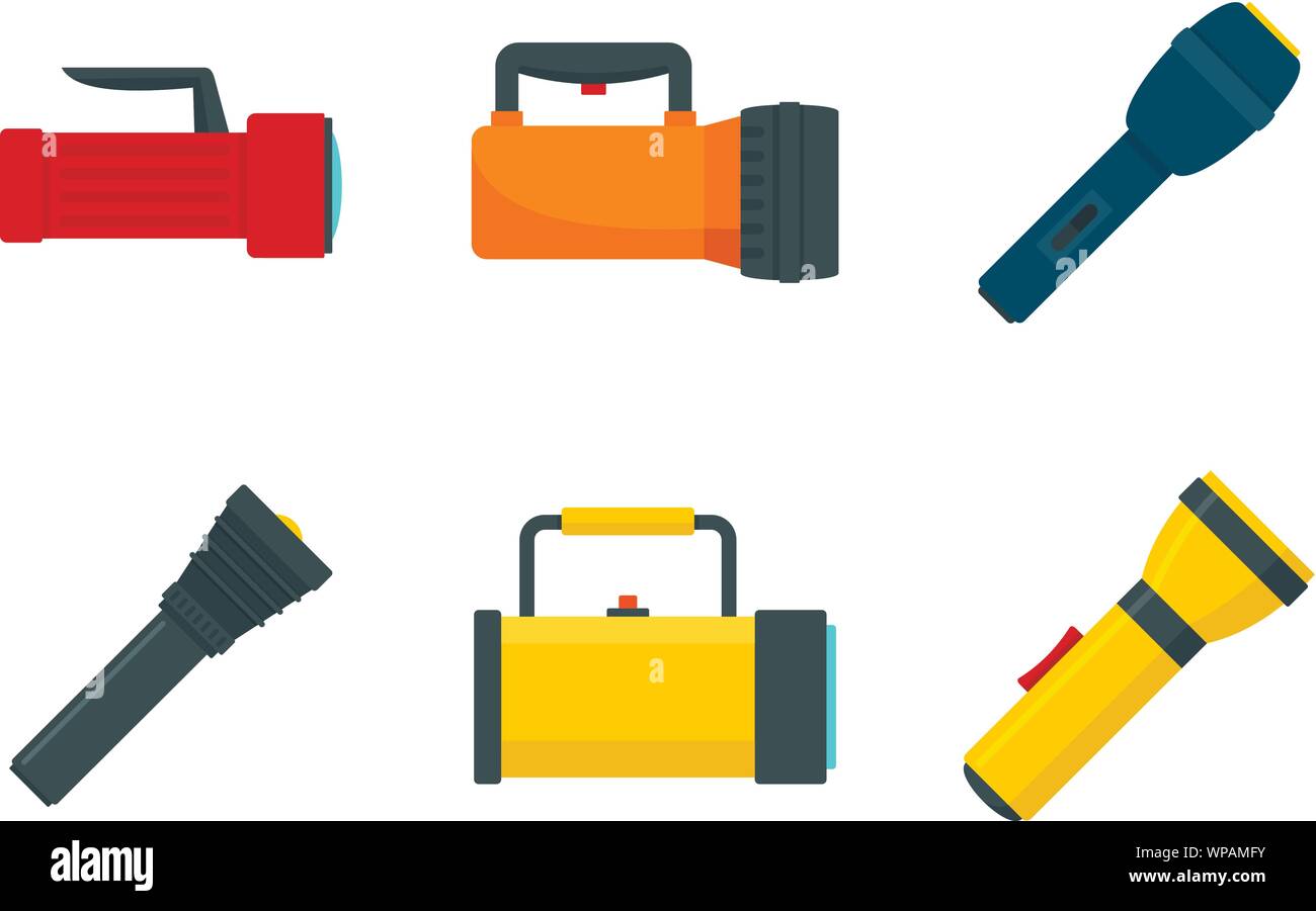Flashlight icon set. Flat set of flashlight vector icons for Fweb ...