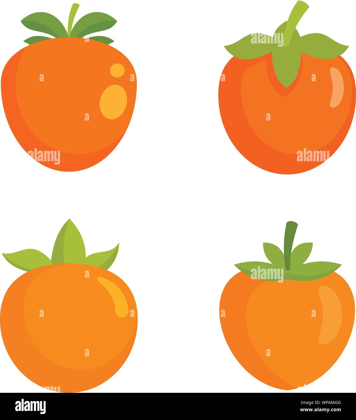 Persimmon icon set. Flat set of persimmon vector icons for web design ...