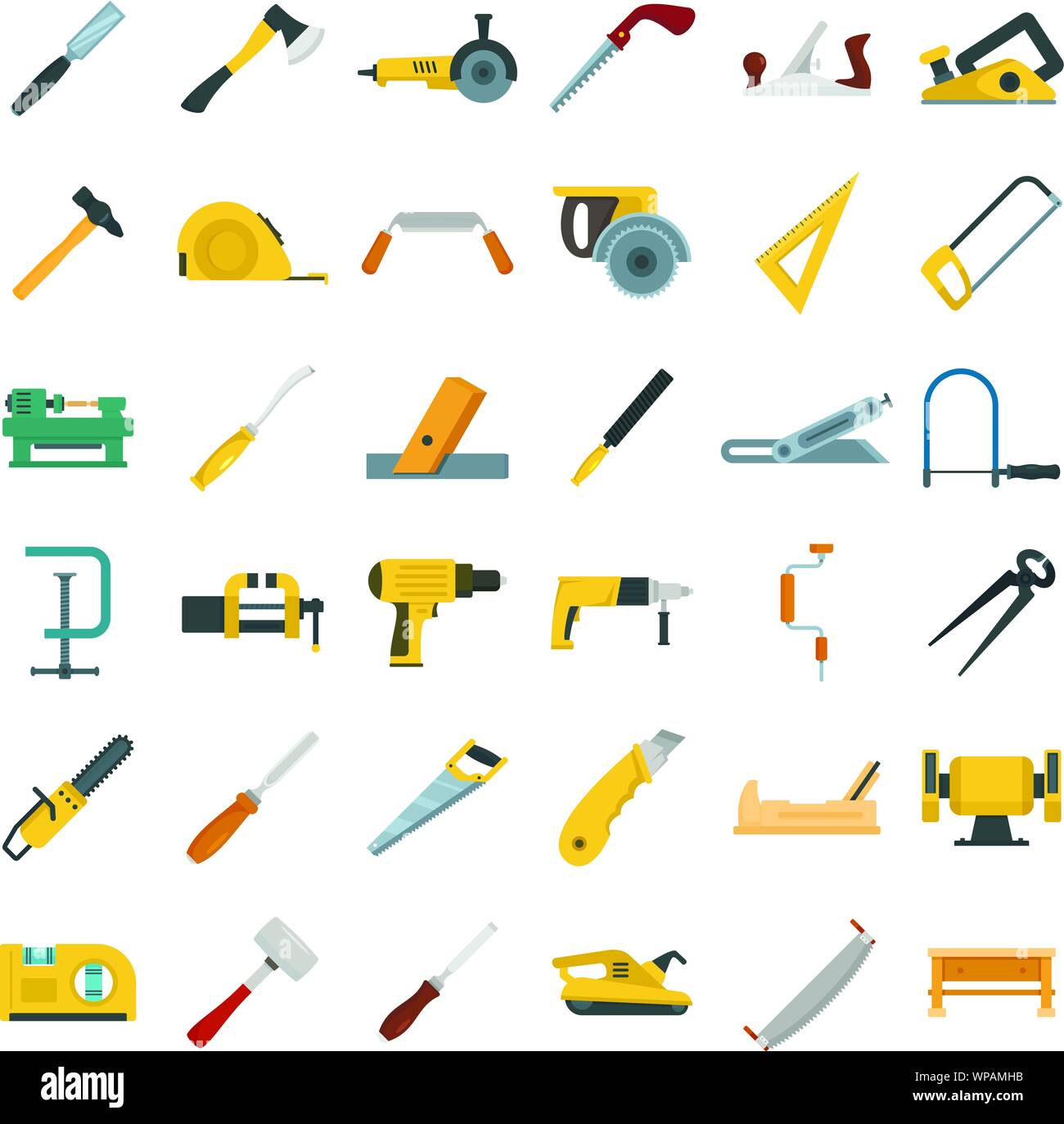 Carpenter icon set. Flat set of carpenter vector icons for web design ...