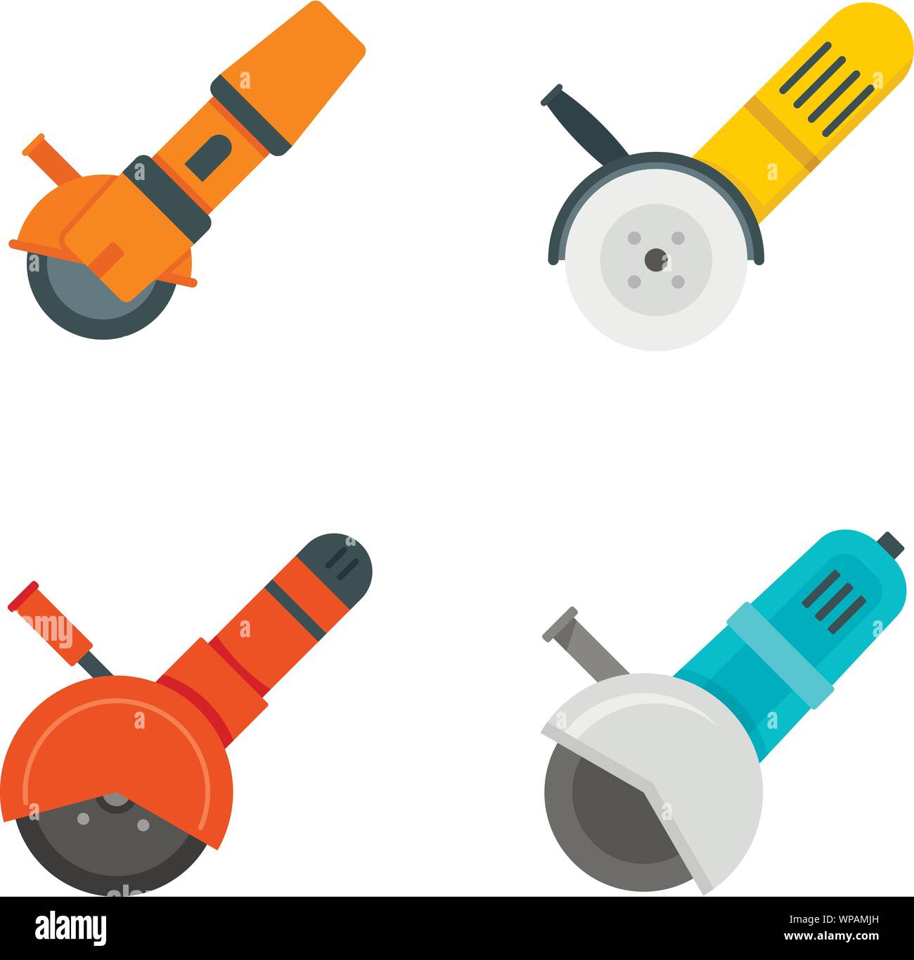 Angle grinder icon set. Flat set of angle grinder vector icons for web design Stock Vector Image ...
