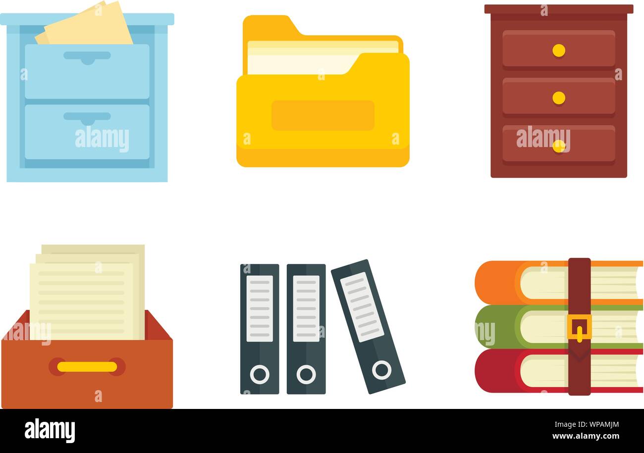 Archive icons set. Flat set of archive vector icons for web design ...