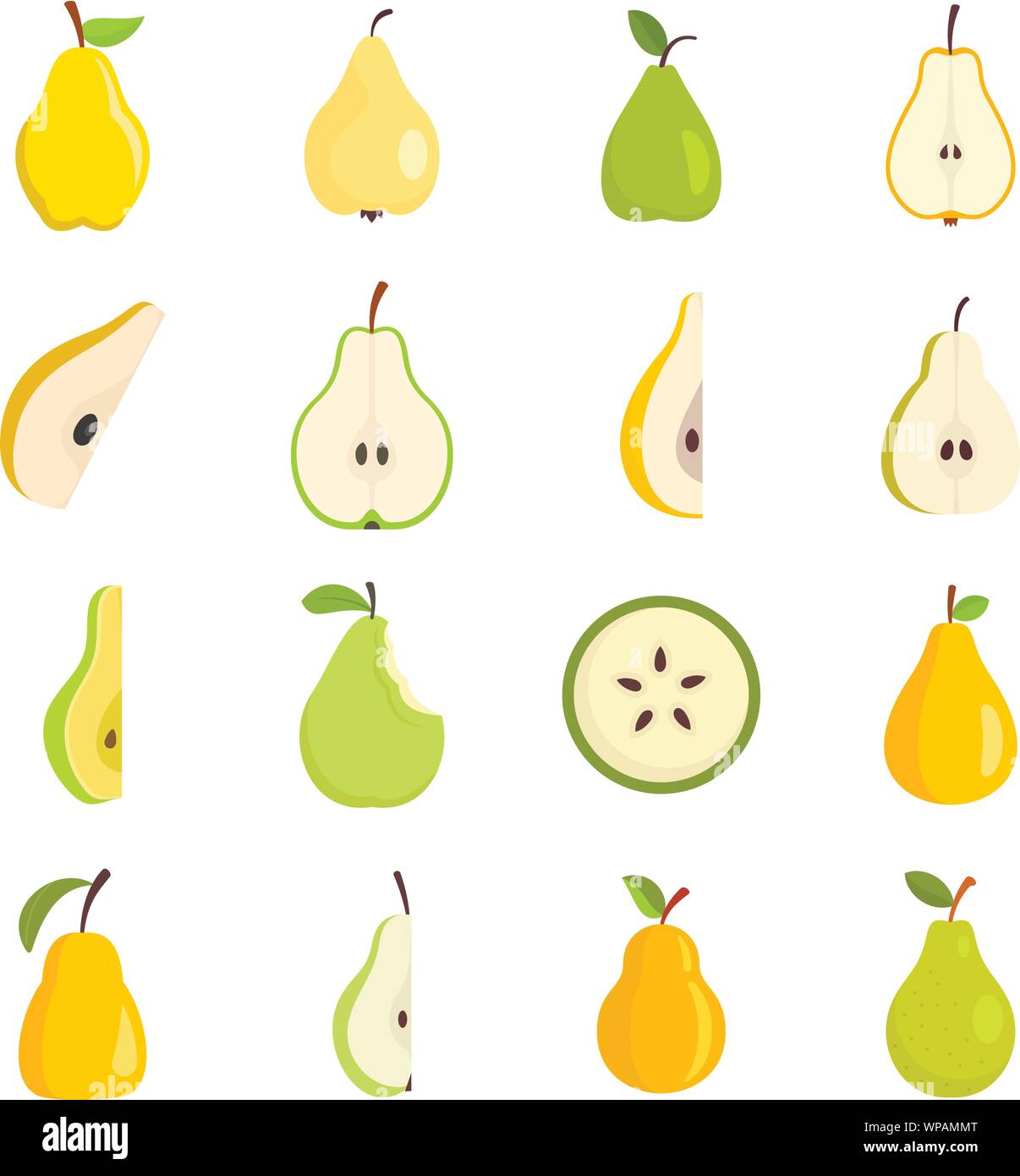 Pear icons set. Flat set of pear vector icons for web design Stock ...