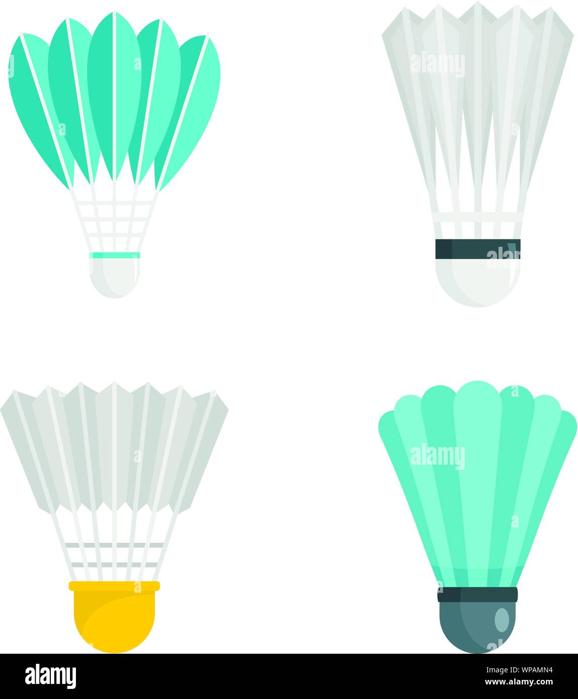 Shuttlecock icon set. Flat set of shuttlecock vector icons for web design Stock Vector Image ...