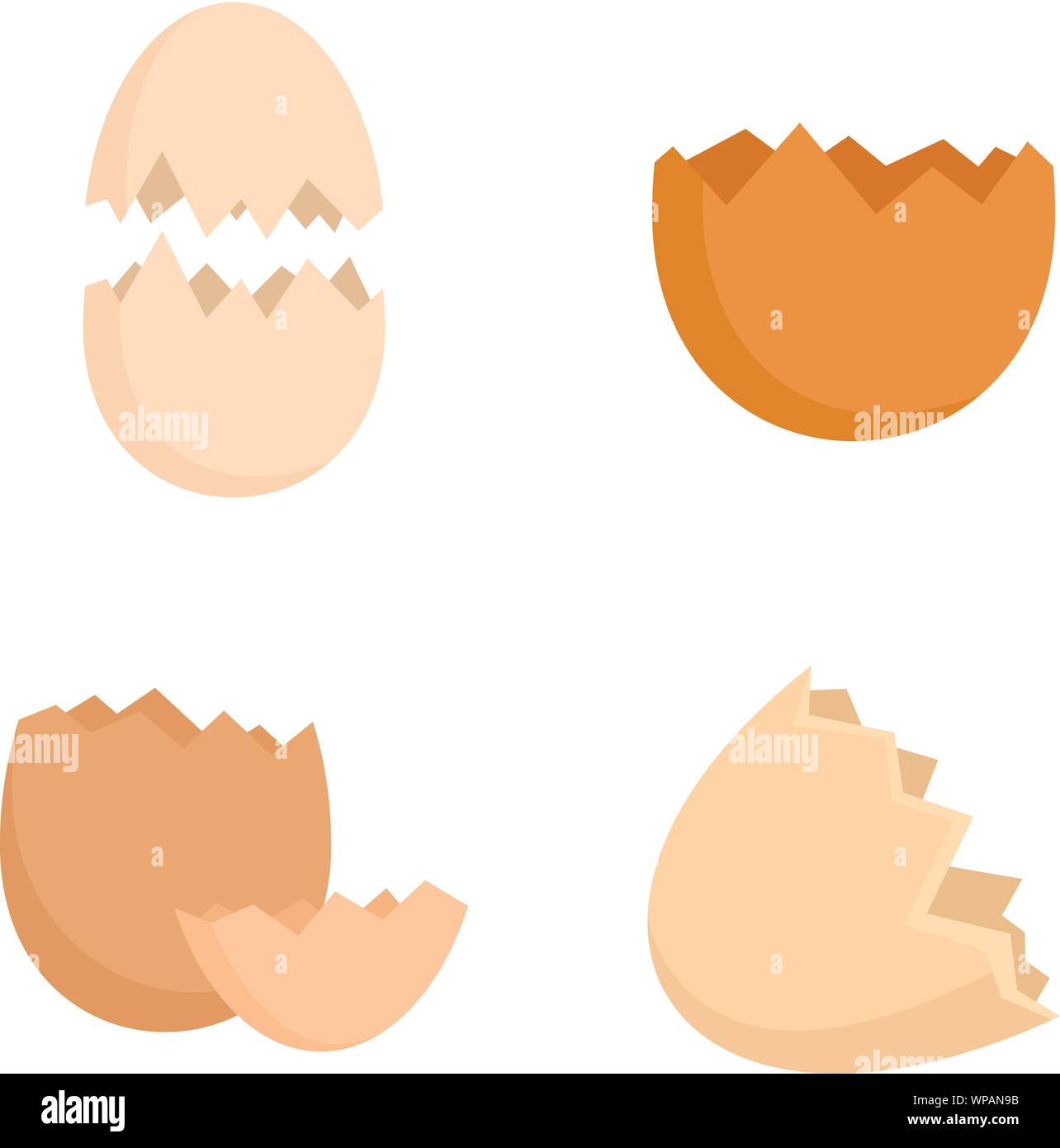 Eggshell icons set. Flat set of eggshell vector icons for web design ...