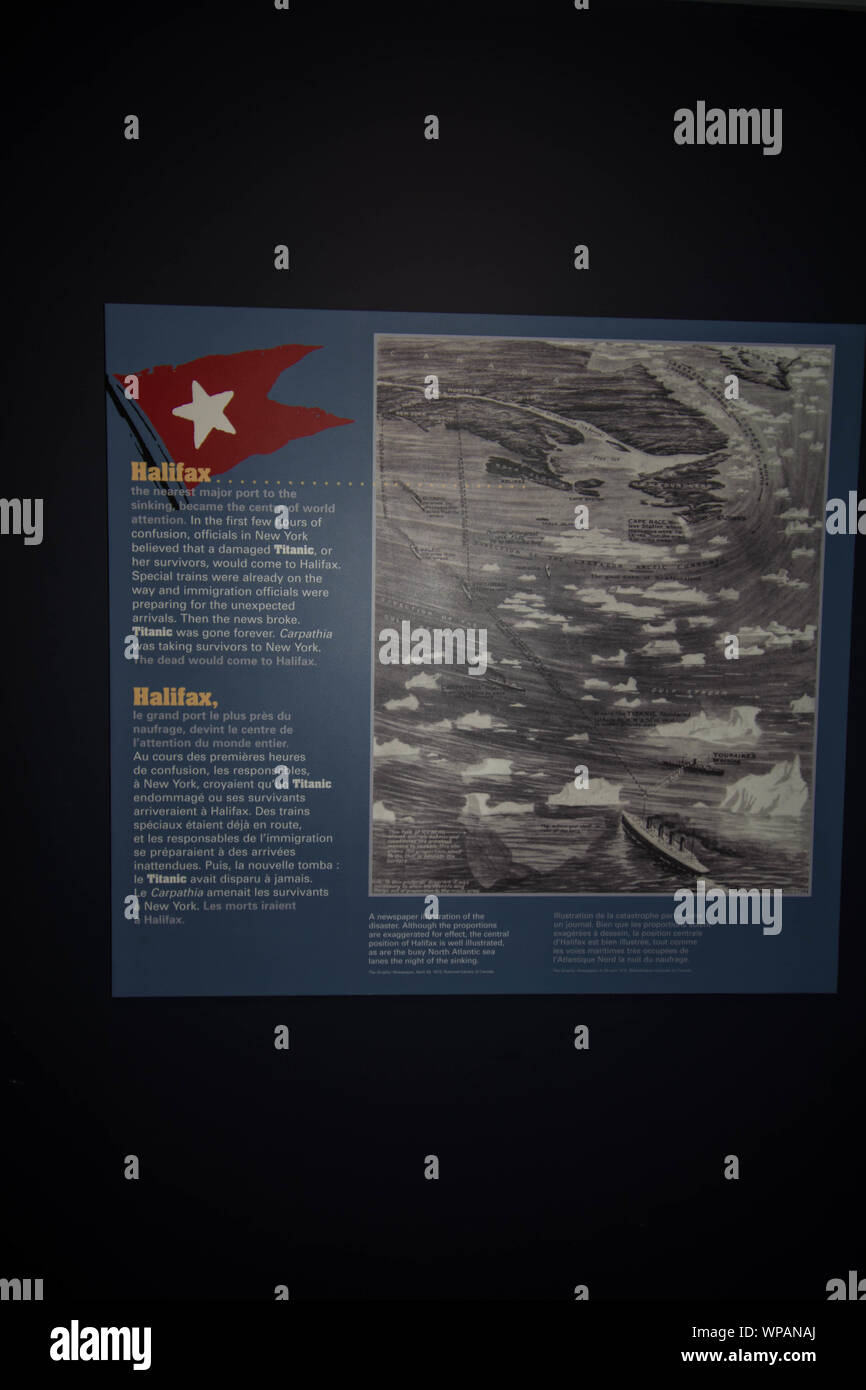 Map of the sinking of Titanic Halifax Nova Scotia Canada museum map ...