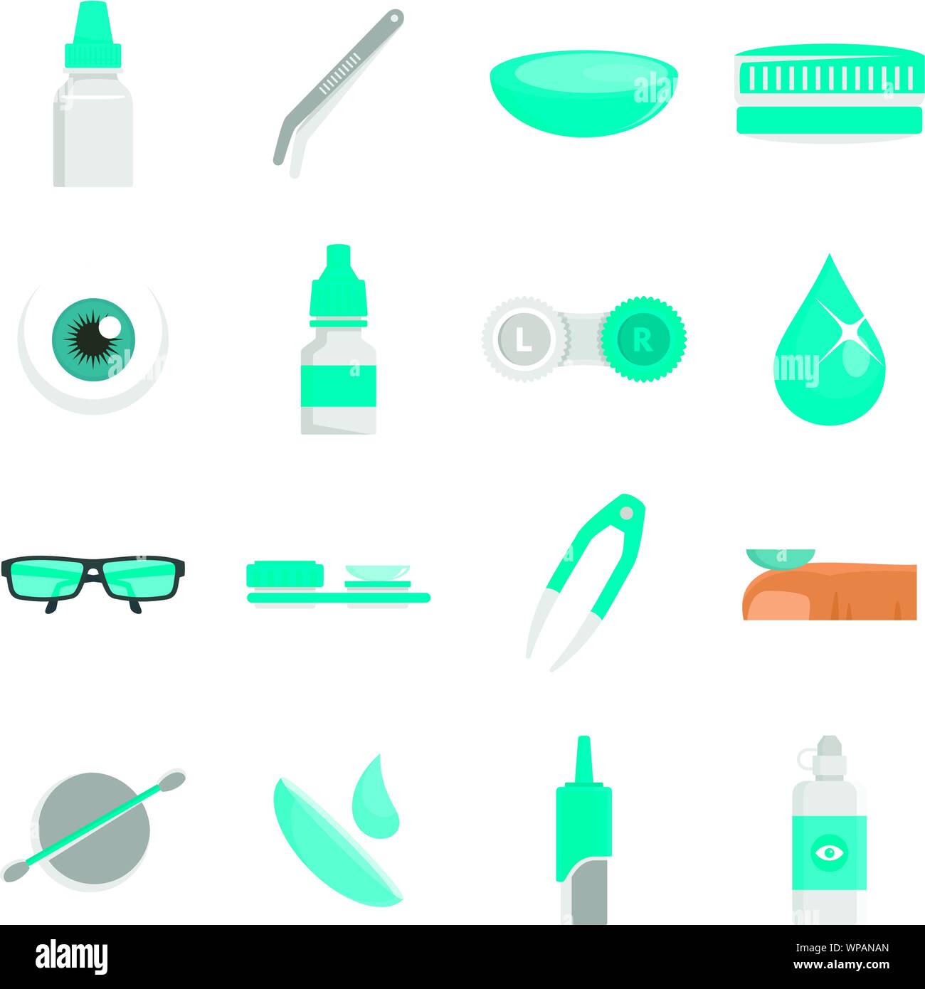 Contact lens icon set. Flat set of contact lens vector icons for web ...