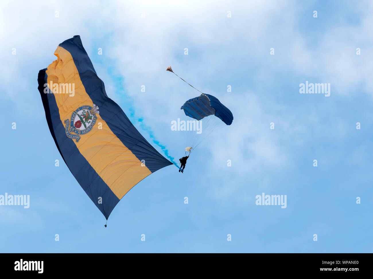 The Tigers Army Parachute Display Team performing at the 2019 Southport ...