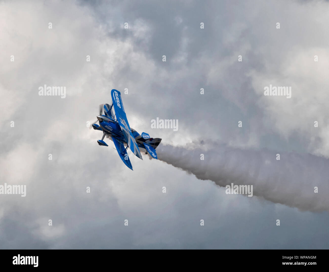 Richard Goodwin's Jet Pitts Muscle Biplane performing at the 2019 ...