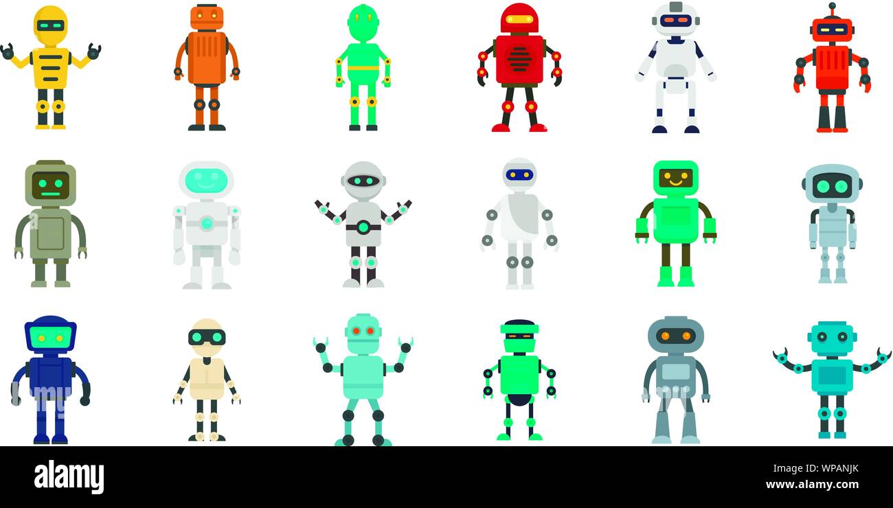 Humanoid icons set. Flat set of humanoid vector icons for web design ...
