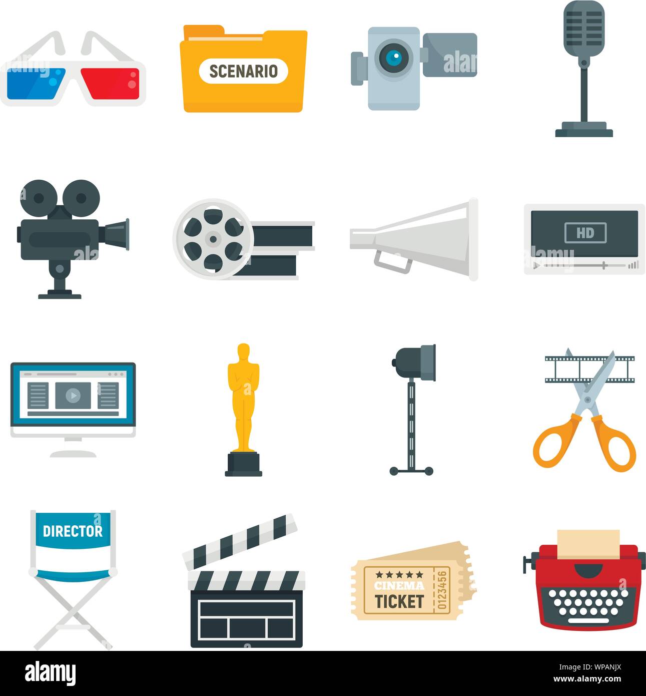Film production icons set. Flat set of film production vector icons for ... Film production icons set. Flat set of film production vector icons for ...
