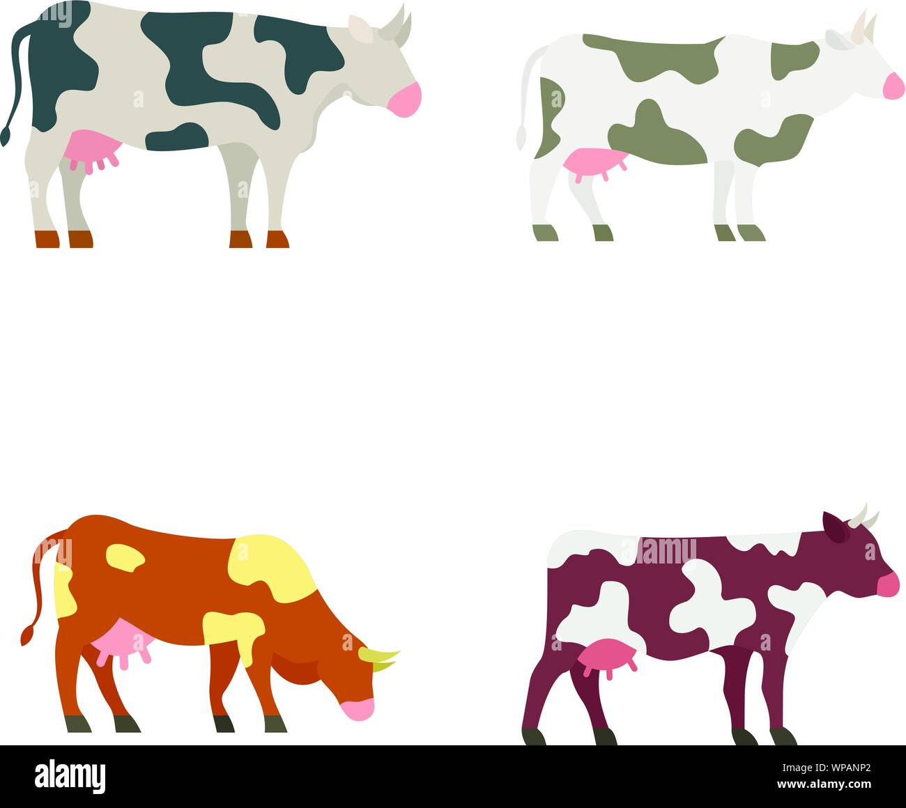 Cow icons set. Flat set of cow vector icons for web design Stock Vector ...