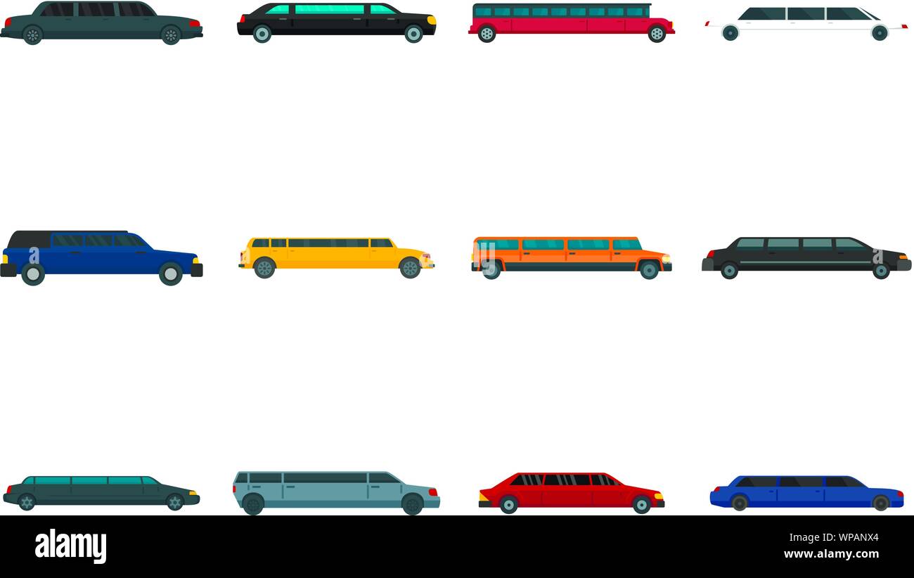 Limousine icons set. Flat set of limousine vector icons for web design ...