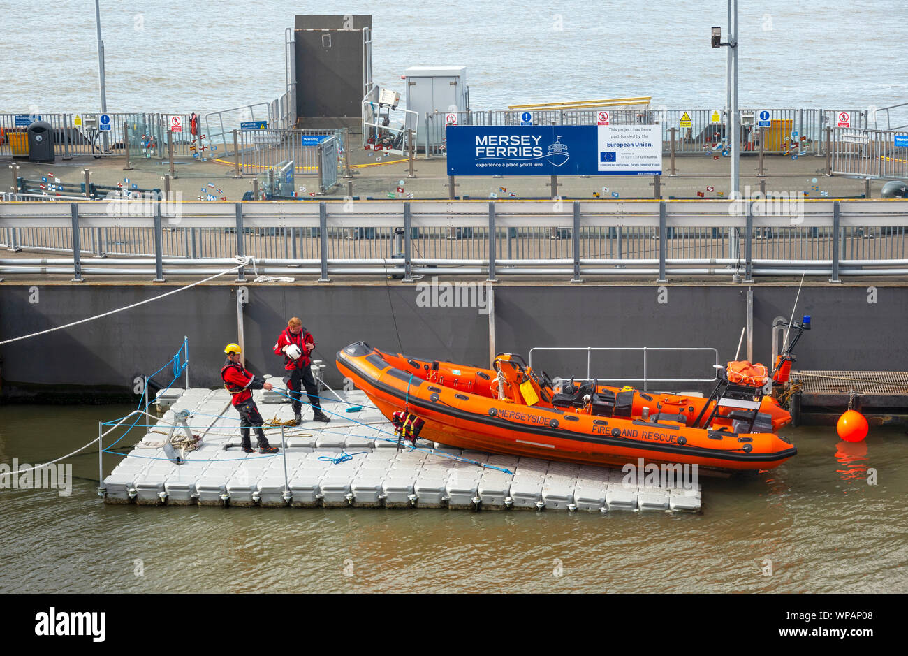 Rescue raft on the Mersey River in Liverpool Stock Photo - Alamy