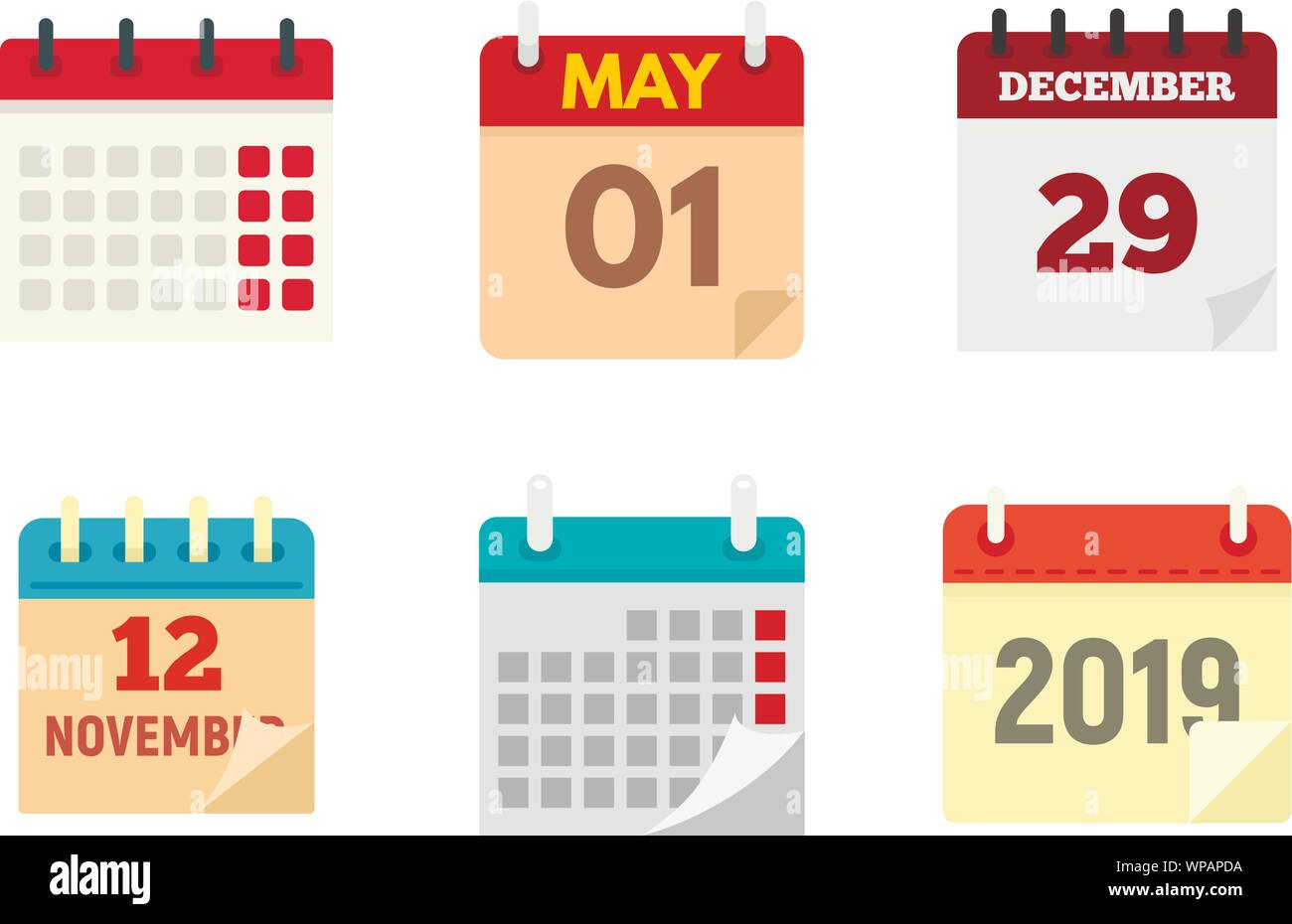 Calendar icons set. Flat set of calendar vector icons for web design ...