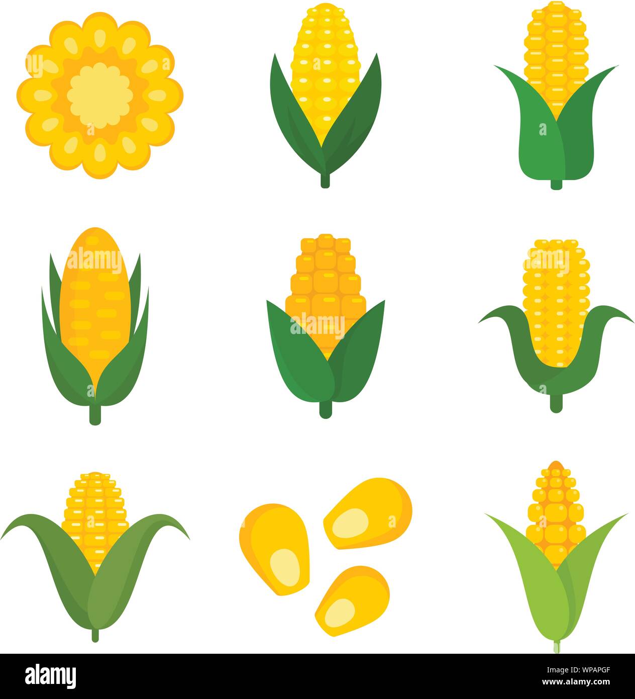 Corn icons set. Flat set of corn vector icons for web design Stock ...