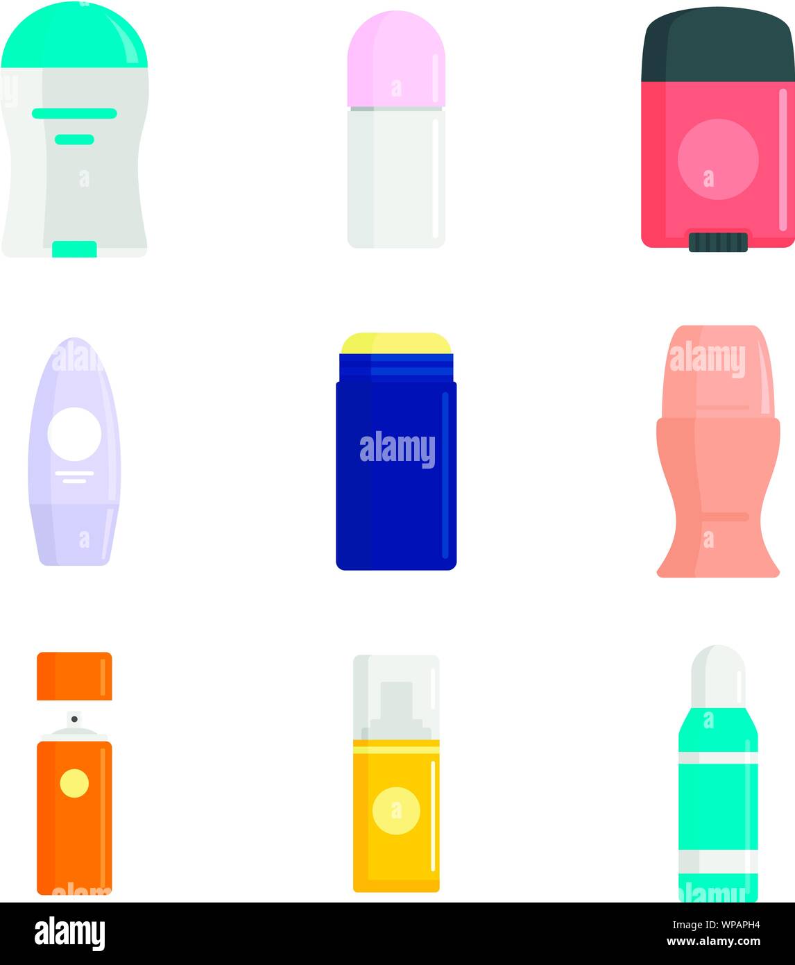 Deodorant icons set. Flat set of deodorant vector icons for web design ...