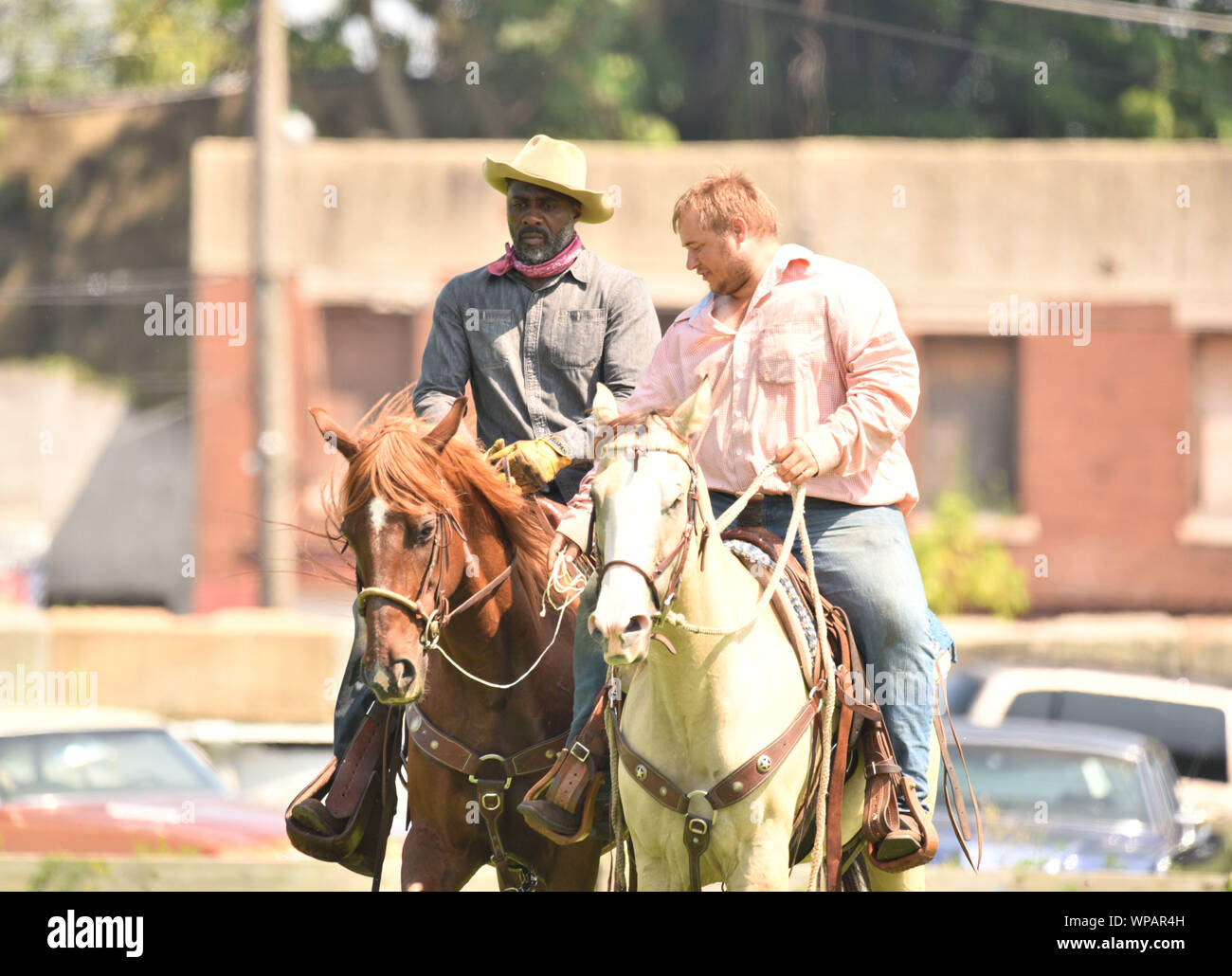 Idris Elba on the set of 'Ghetto Cowboy' in Philadelphia, Pennsylvania ...