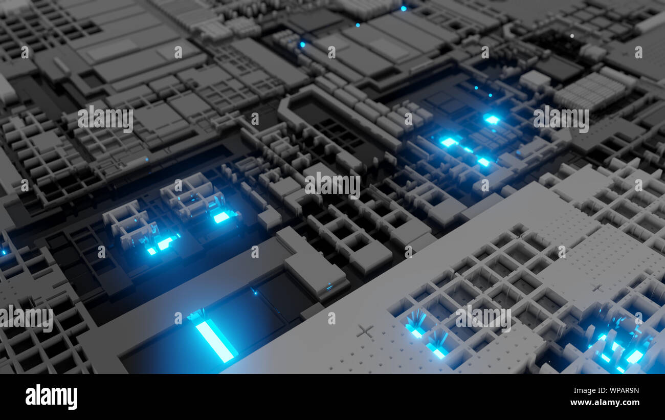 3d render Abstract Technology Background With Cubes. Digital technology ...