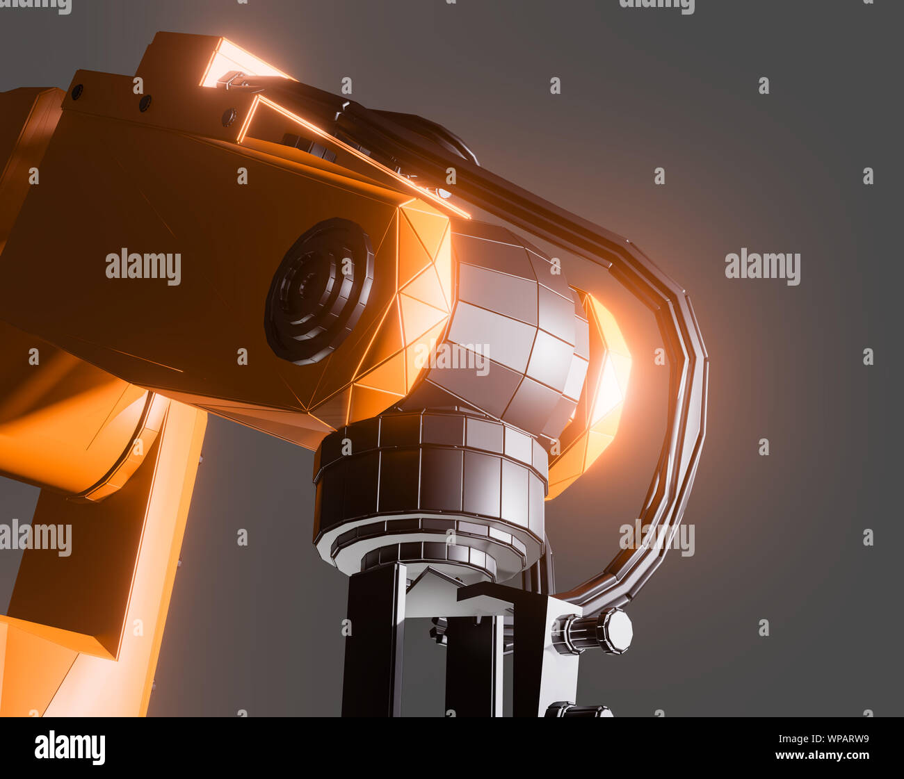 Industrial robotic arm isolated on grey background. 3D illustration ...