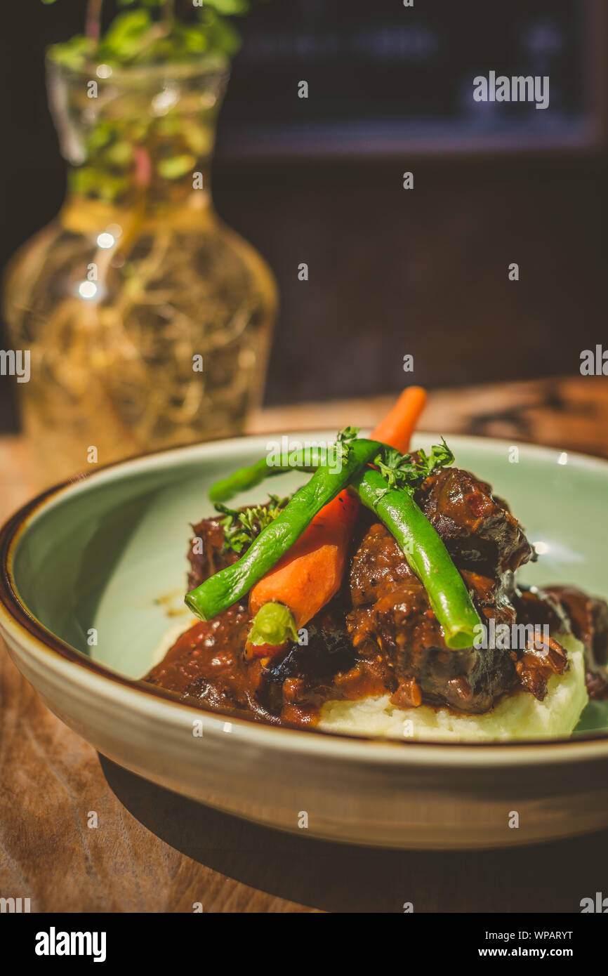 Cheeky Git Braised beef cheek stew with french beans and housemade mash ...