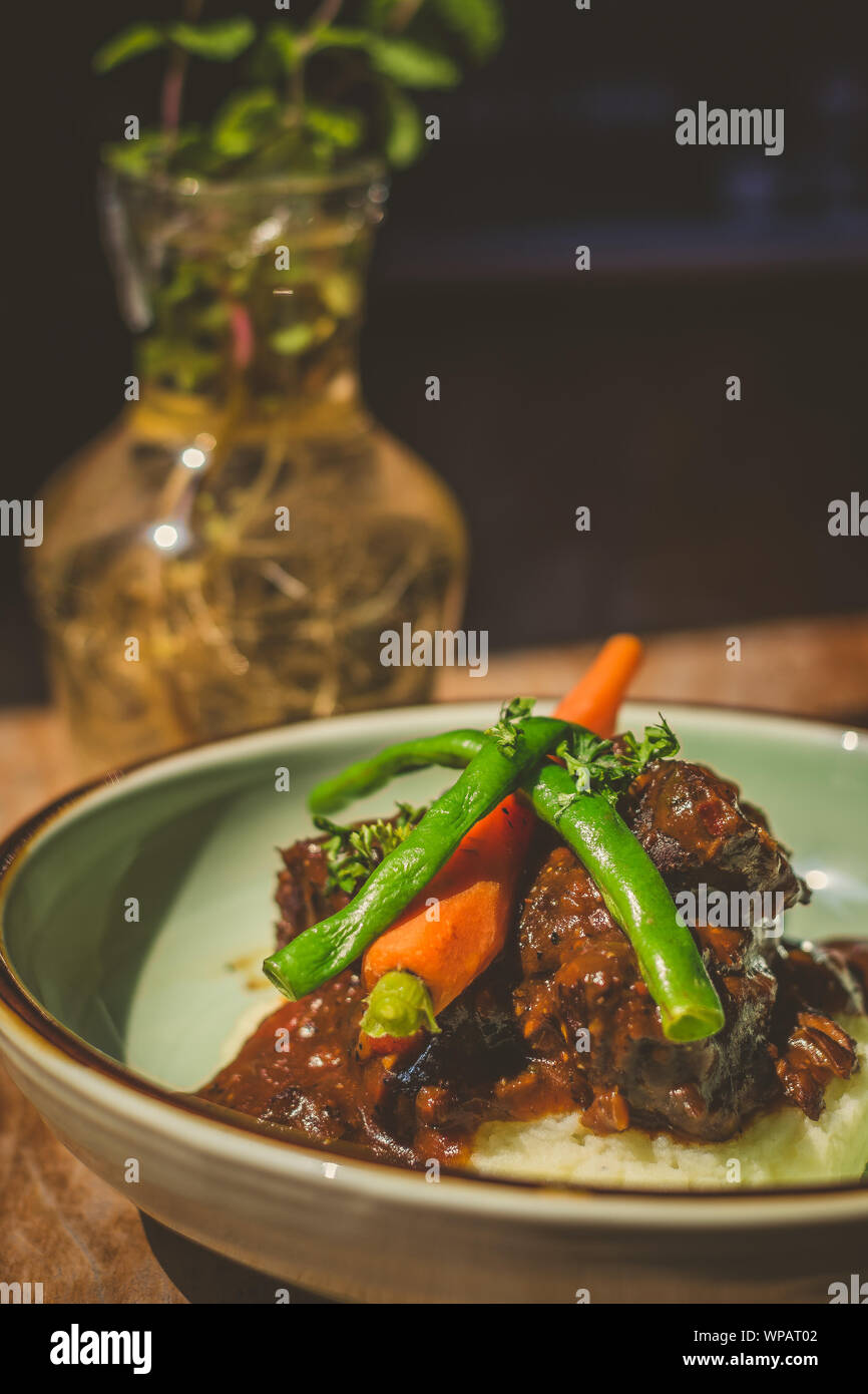 Cheeky Git Braised beef cheek stew with french beans and housemade mash ...