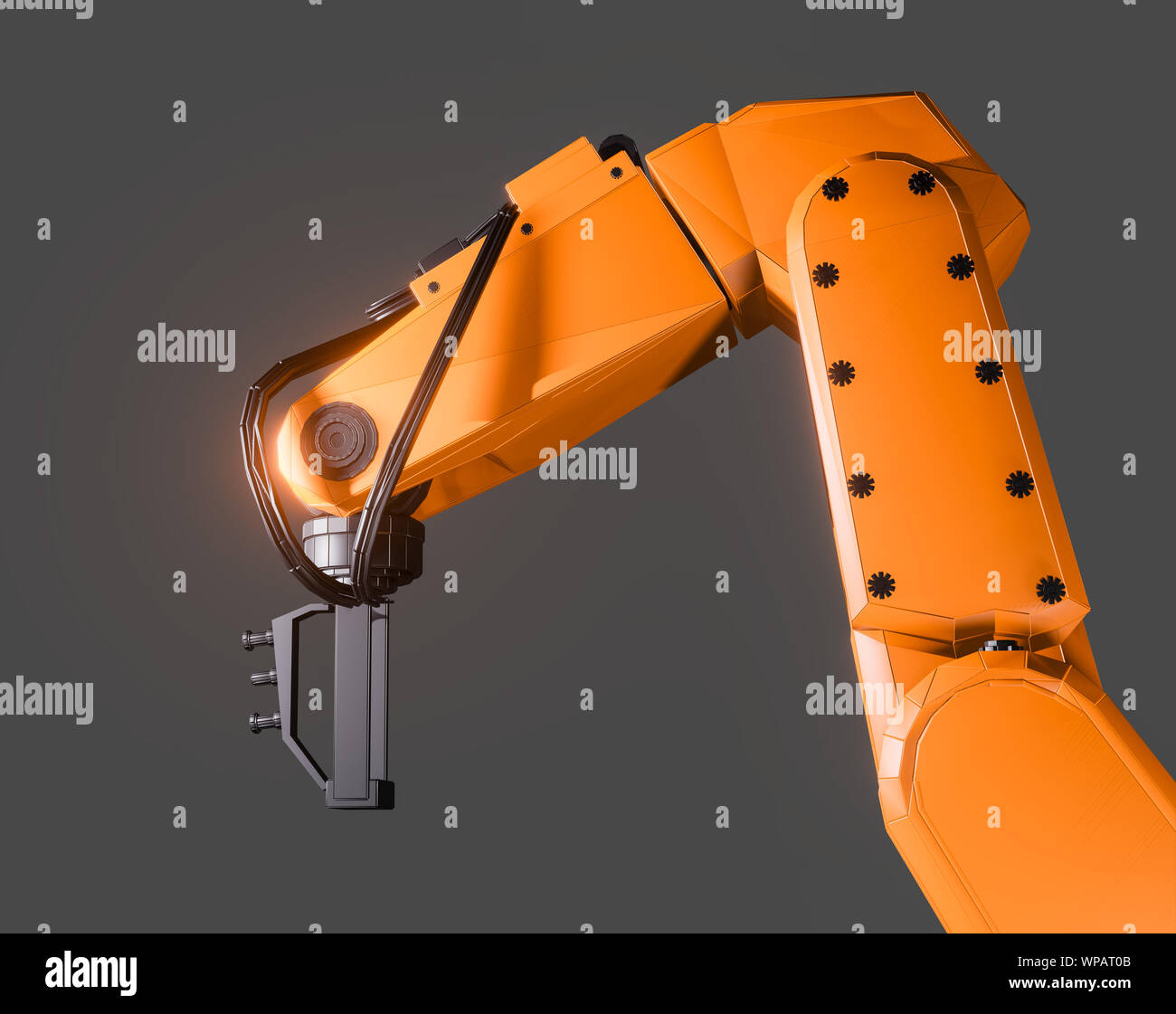 Industrial robotic arm isolated on grey background. 3D illustration ...