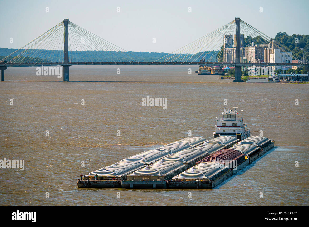 Cargo barge on river with train hi-res stock photography and images - Alamy