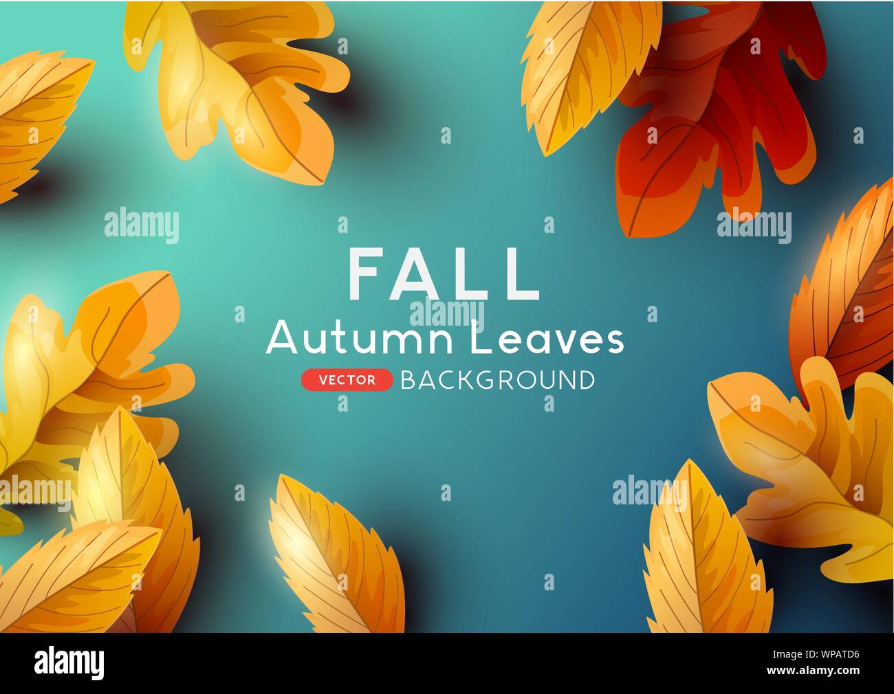 Autumn season background design with falling autumn leaves and room for ...