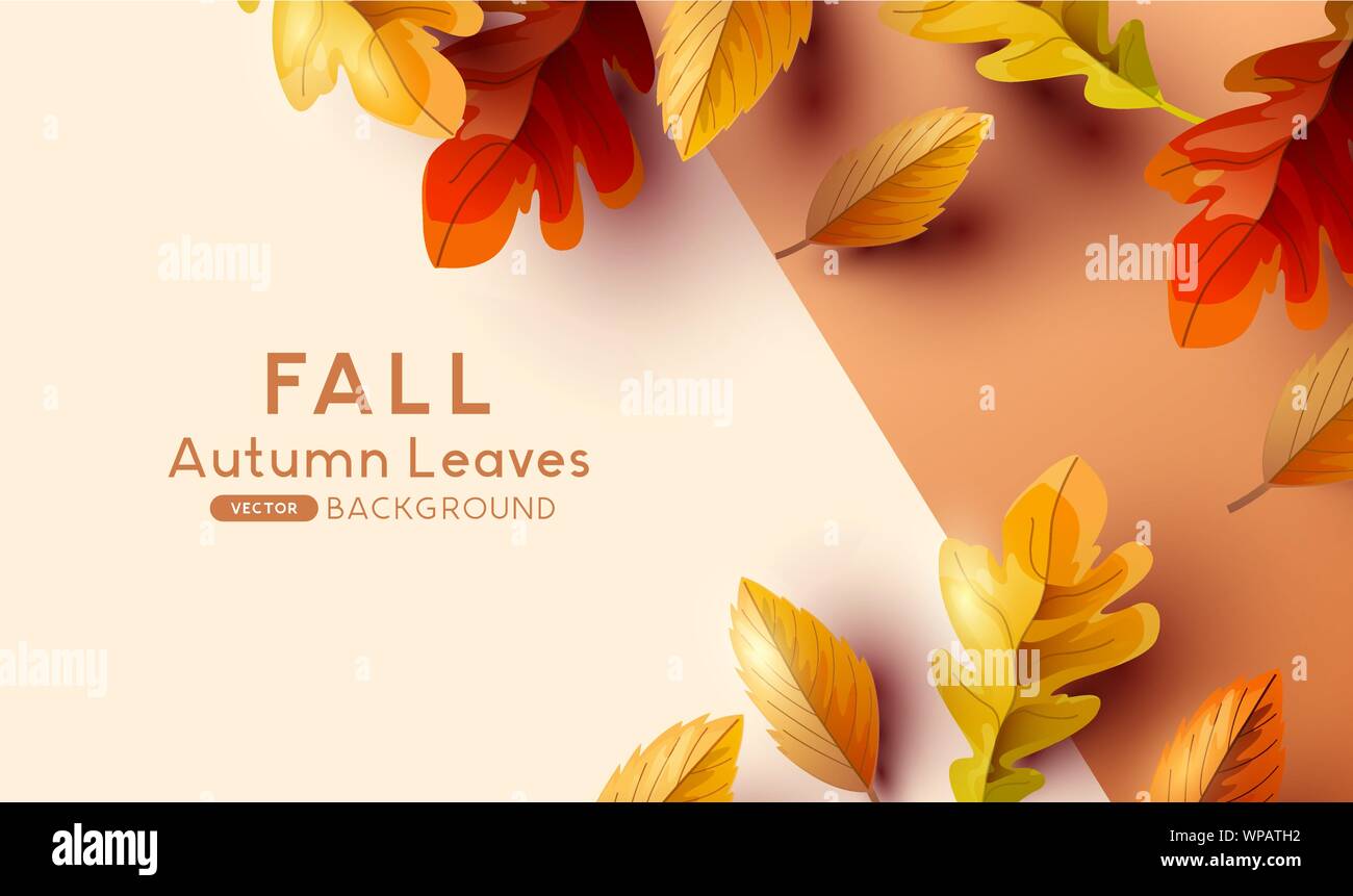 Autumn season background with falling autumn leaves and room for text ...