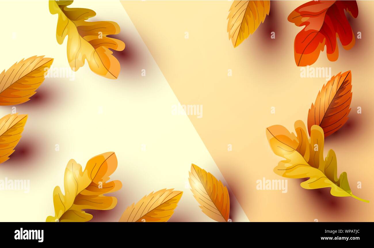 Autumn season background with falling autumn leaves and room for text ...