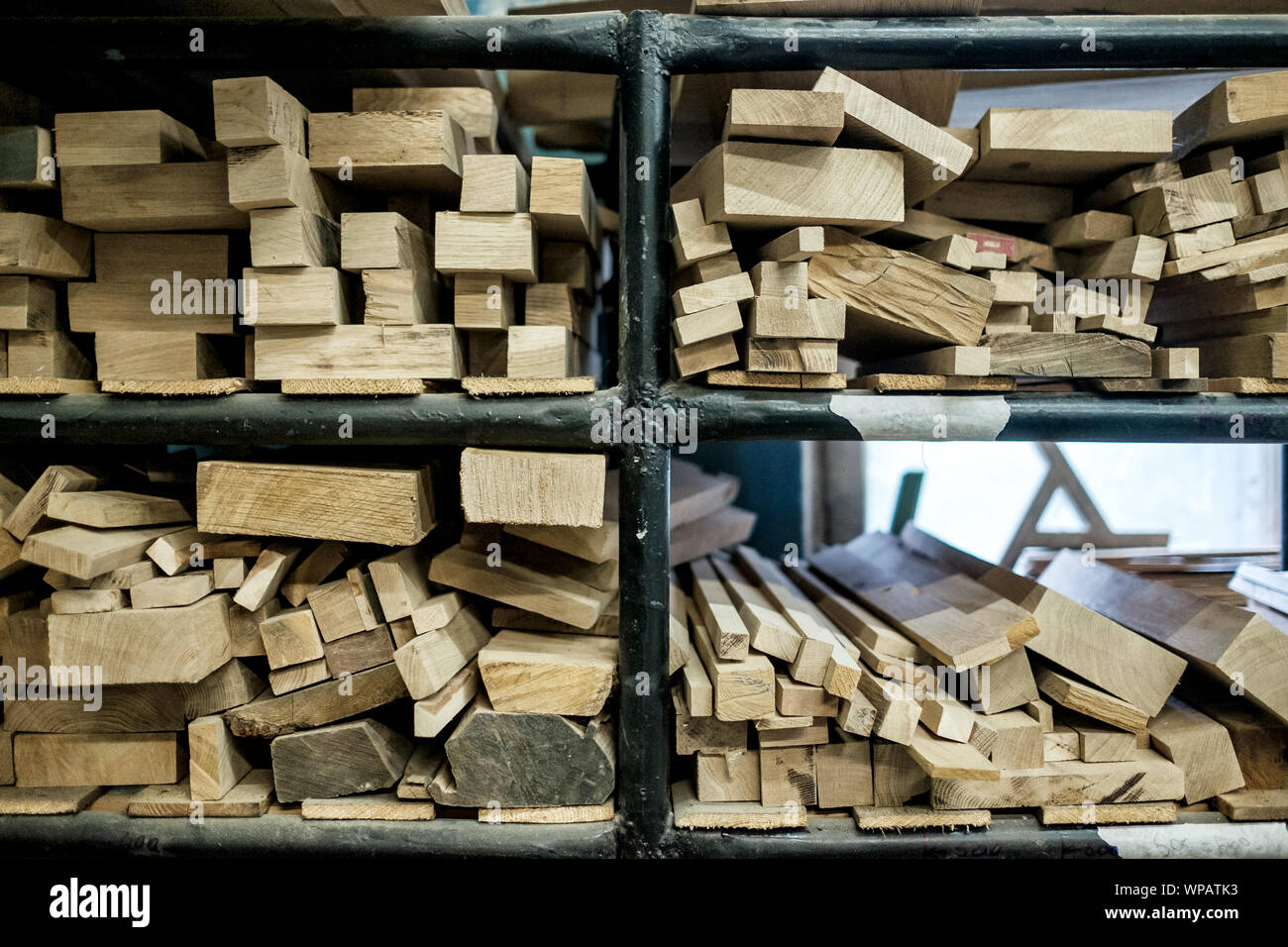 Woodworking workshop of carpenters with different types of plank Stock ...