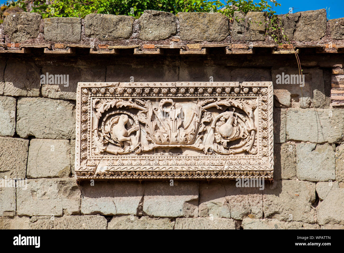 Detail of the beautiful stone carvings which decorated the ancient ...
