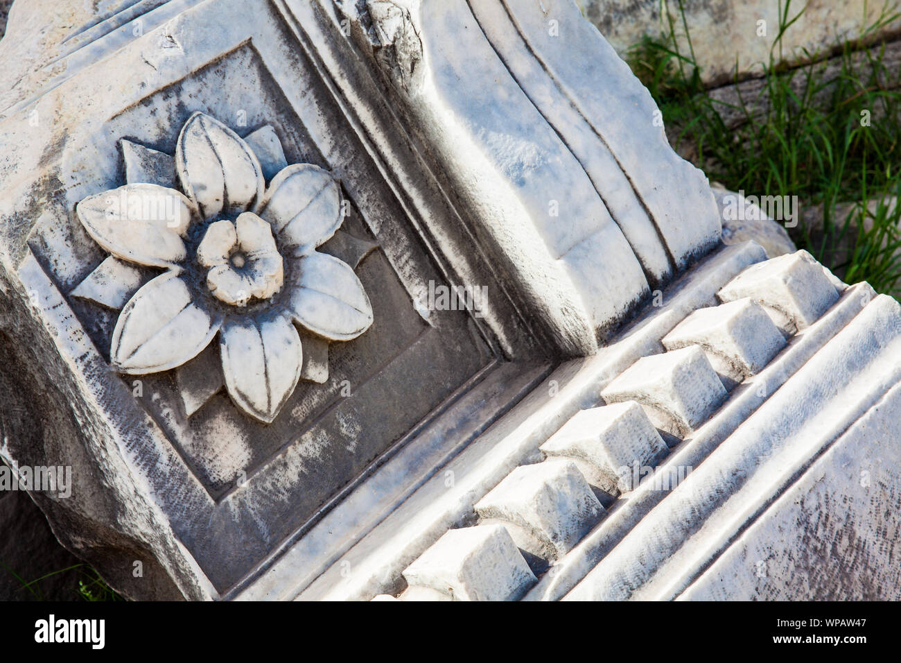 Detail of the beautiful stone carvings which decorated the ancient ...