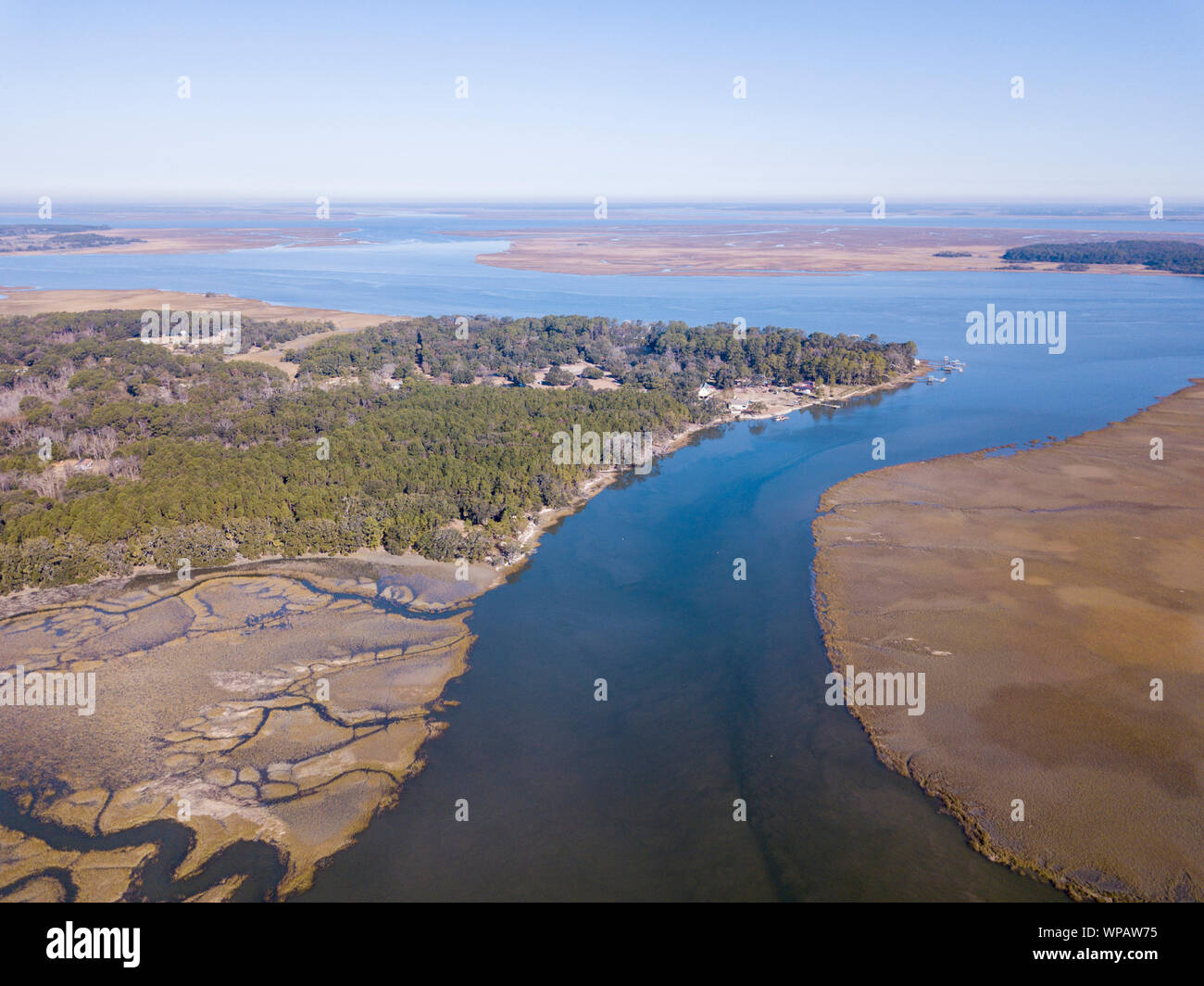 Aerial view of confluence of rivers in South Carolina, USA Stock Photo ...