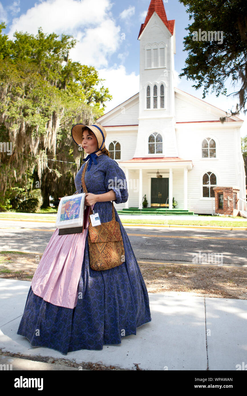 BEAUFORT, SOUTH CAROLINA, USA-JUNE 25, 2013: A tour guide dressed in ...