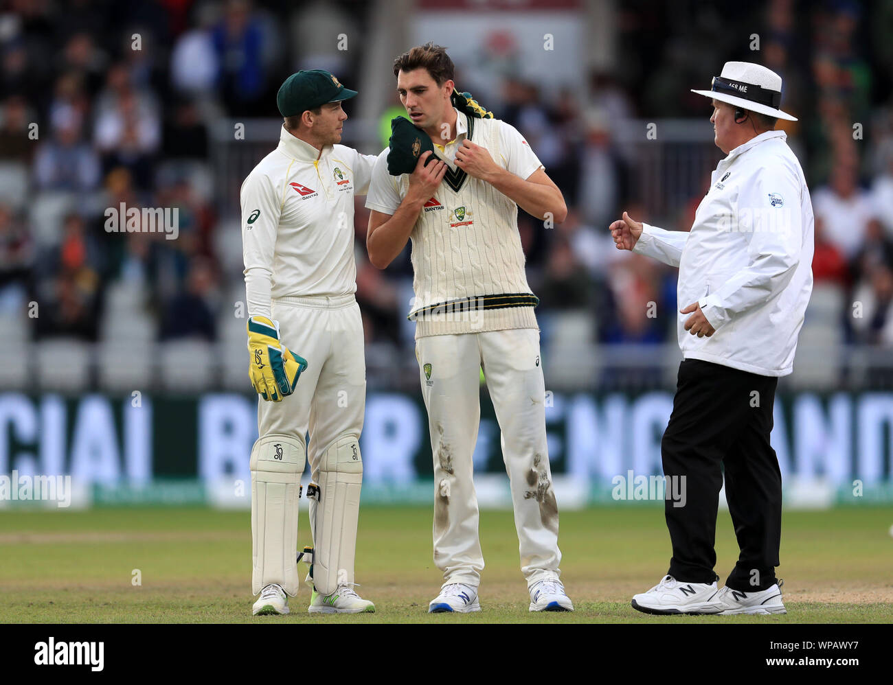 Australia's Tim Paine (left) and Pat Cummins during day five of the ...