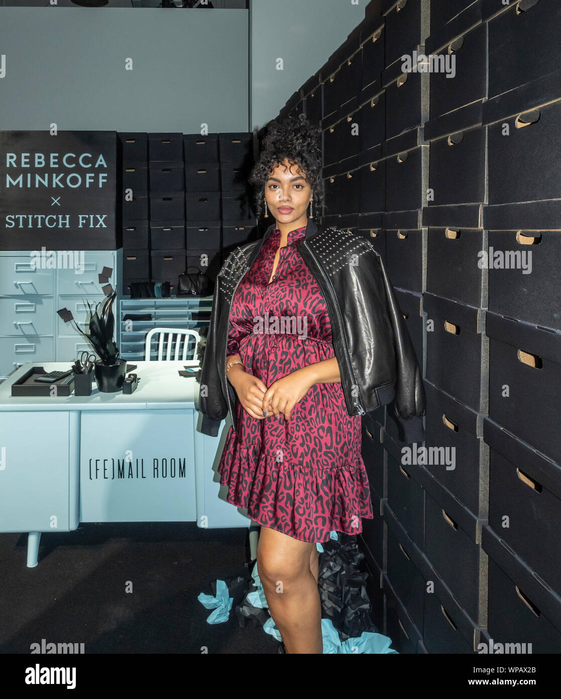 New York, NY, USA - September 7, 2019: A model poses for Rebecca ...