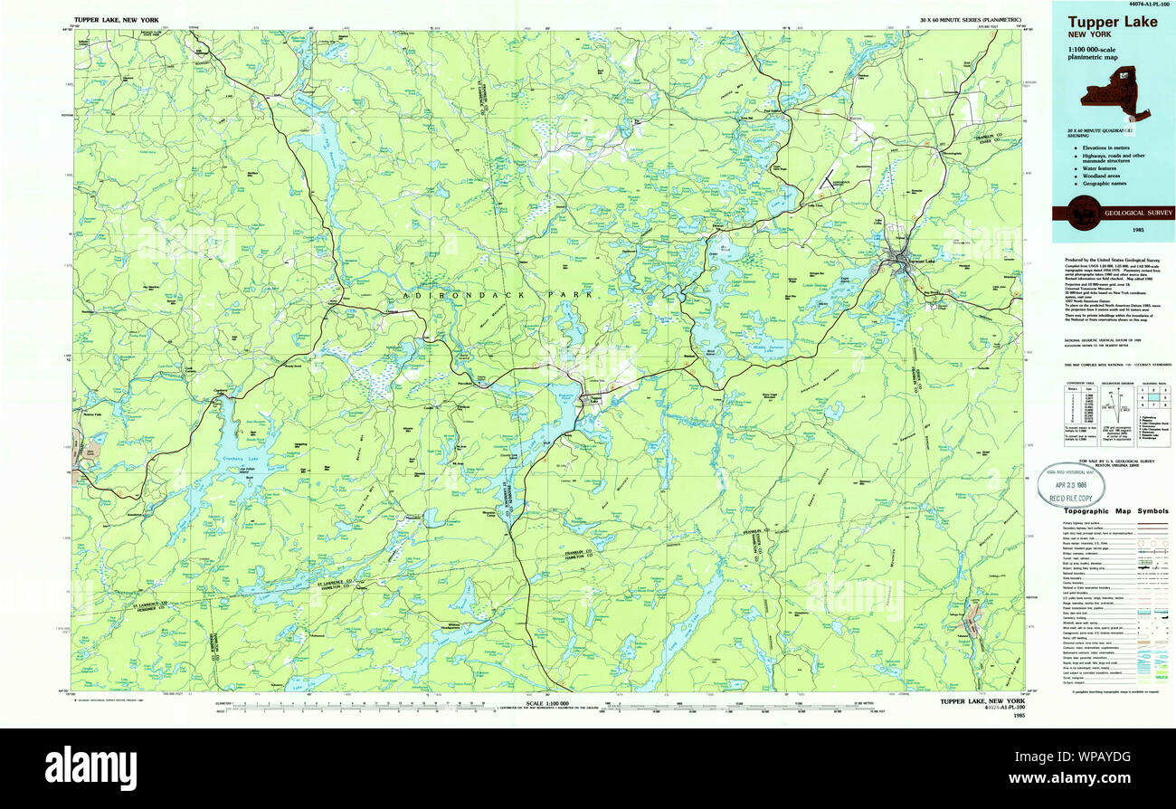 Map of tupper lake hi-res stock photography and images - Alamy