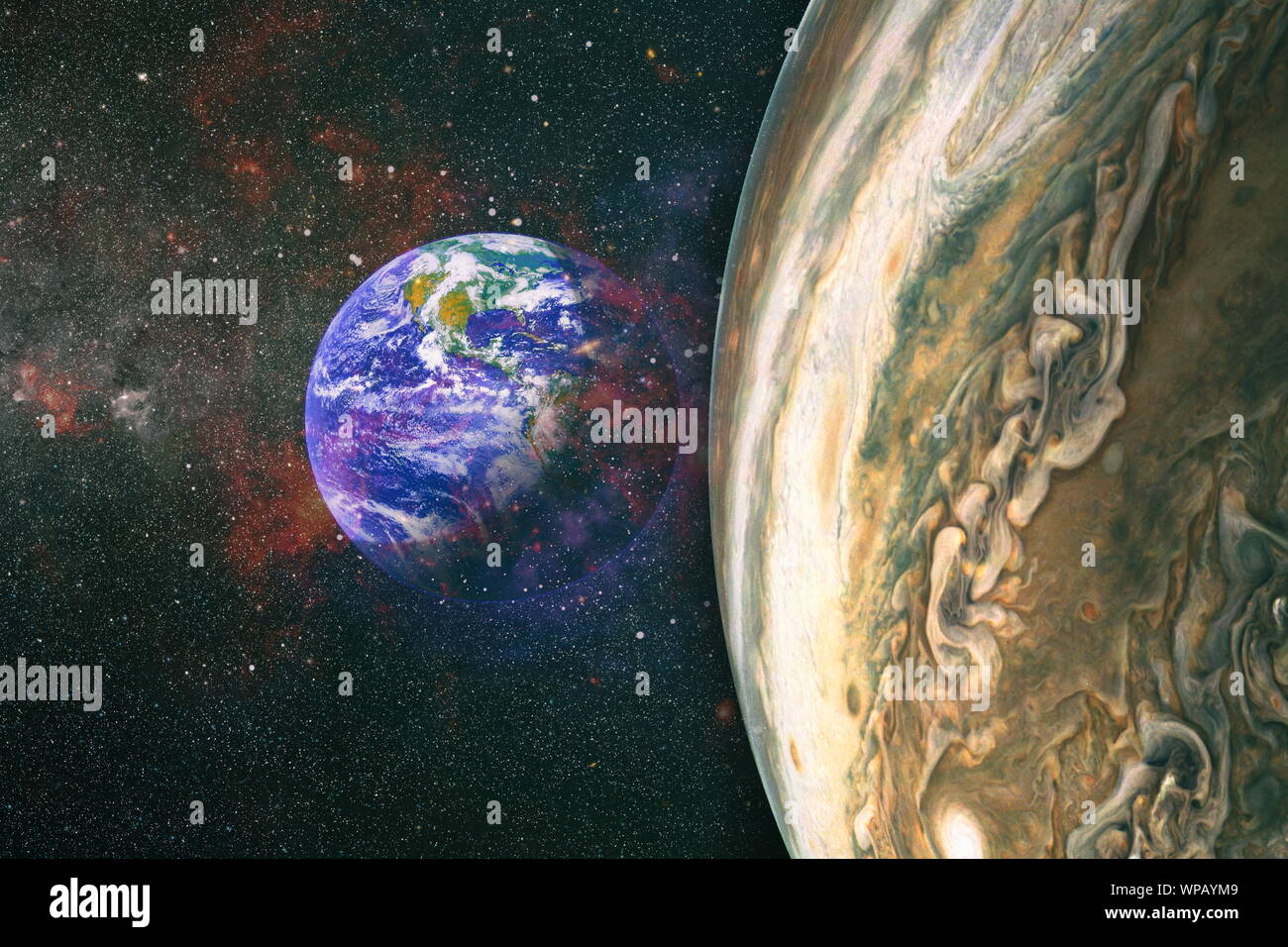 Beautiful Earth and the red Moon - Elements of this Image Furnished By ...