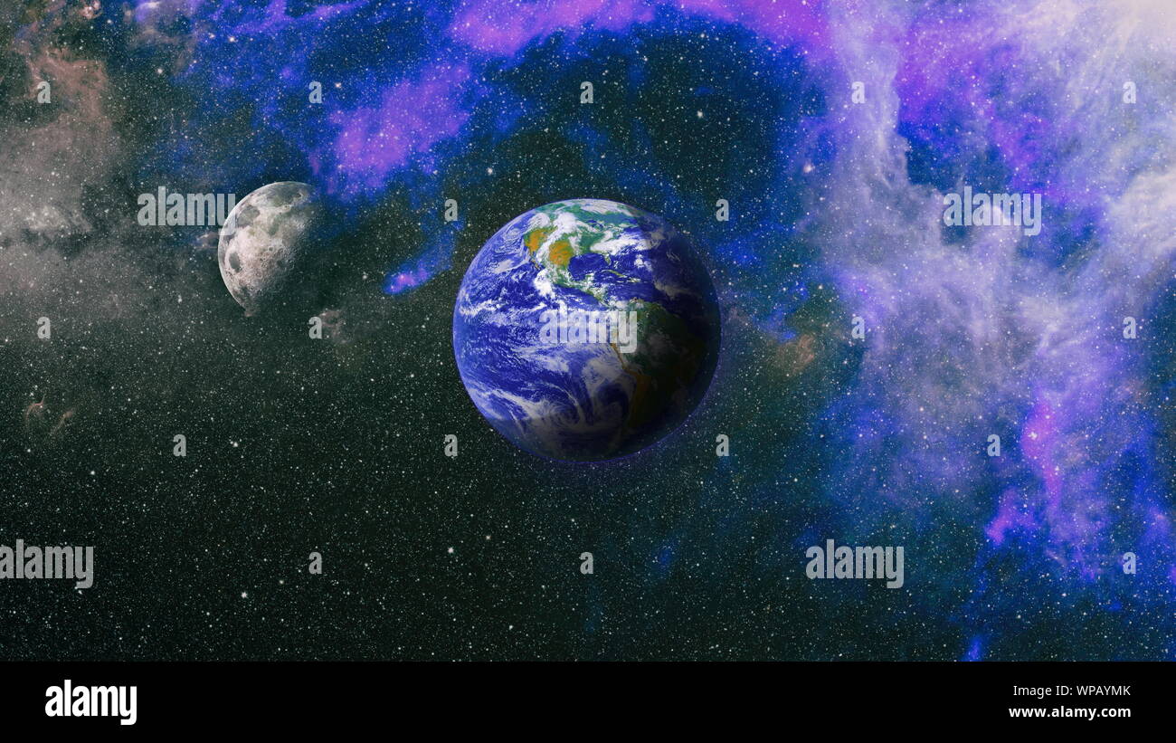 Beautiful Earth and the red Moon - Elements of this Image Furnished By ...
